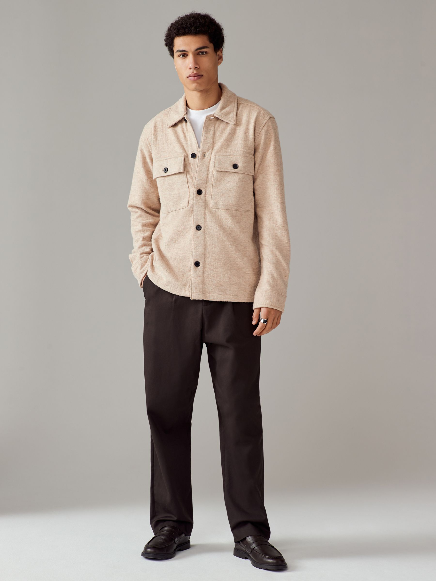 Buy Ecru Cream Textured Bouclé Shacket With Wool from the Next UK ...