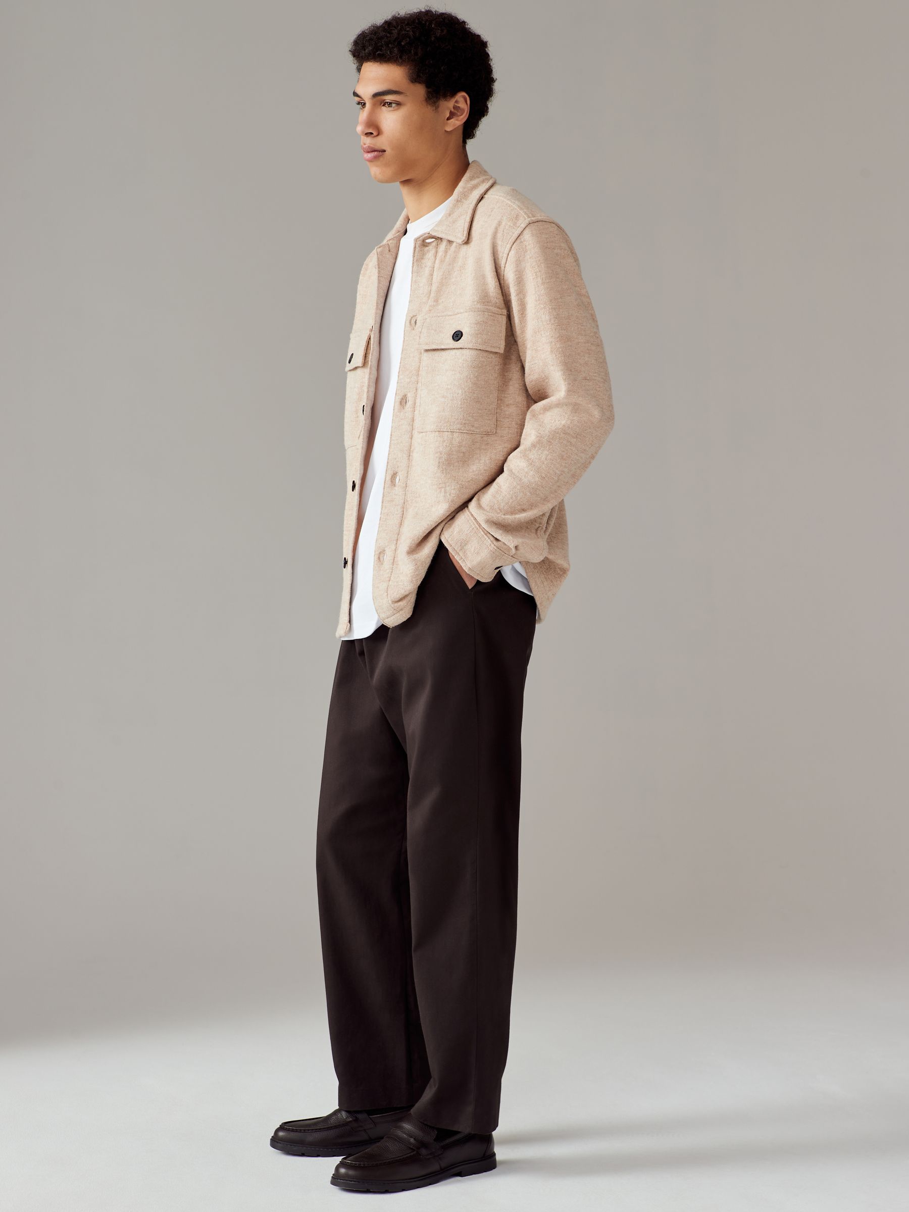 Buy Ecru Cream Textured Bouclé Shacket With Wool from the Next UK ...