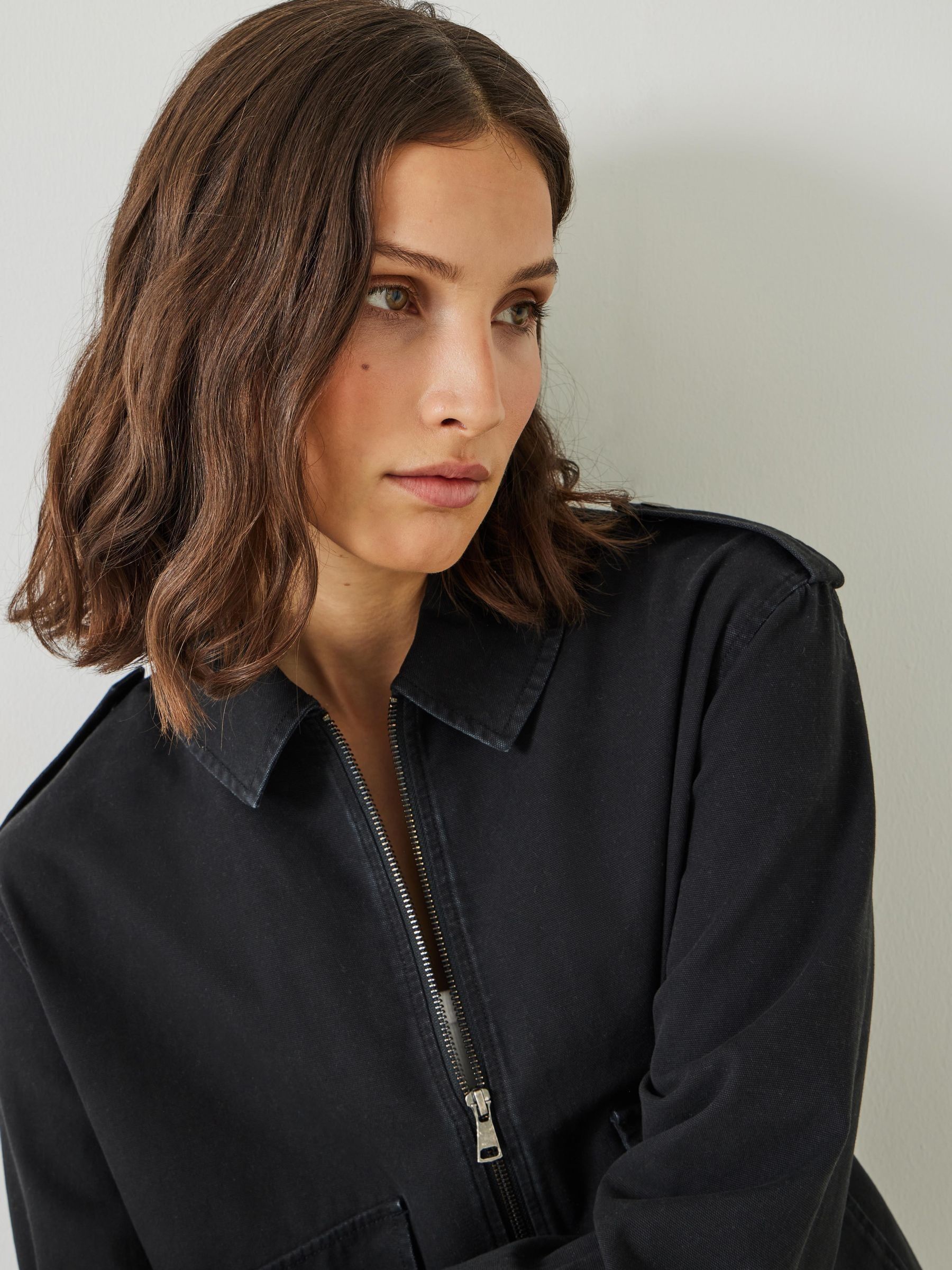 Buy Hush Black Laurie Zip-Up 100% Cotton Utility Jacket from the Next ...