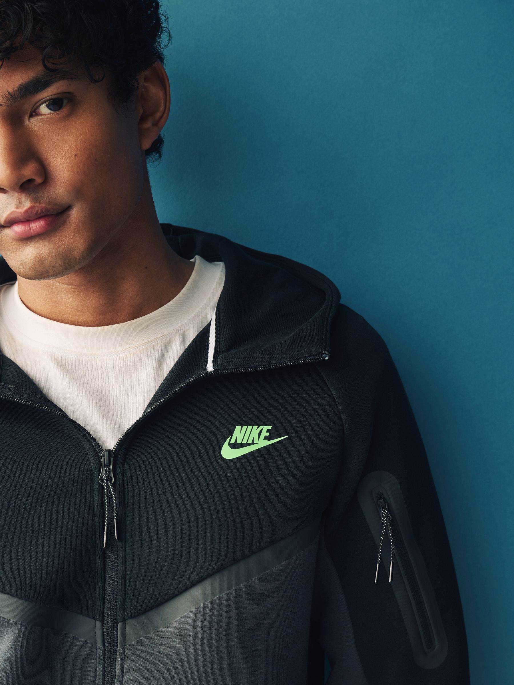 Buy Nike Black/Green Tech Full-Zip Windrunner Hoodie from the Next UK ...