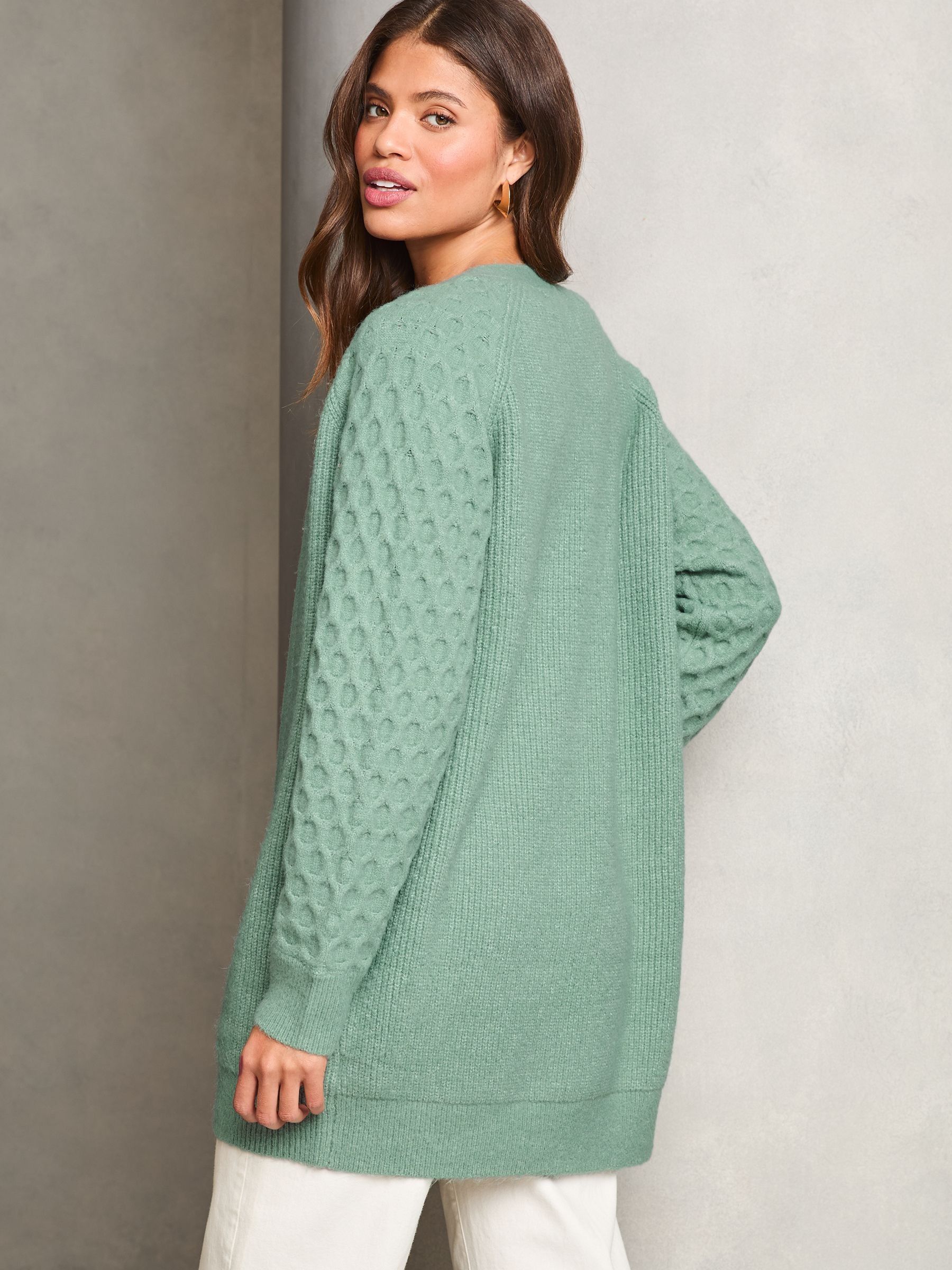 Buy Lipsy Green Knitted Honeycomb Longline Cardigan from the Next UK ...