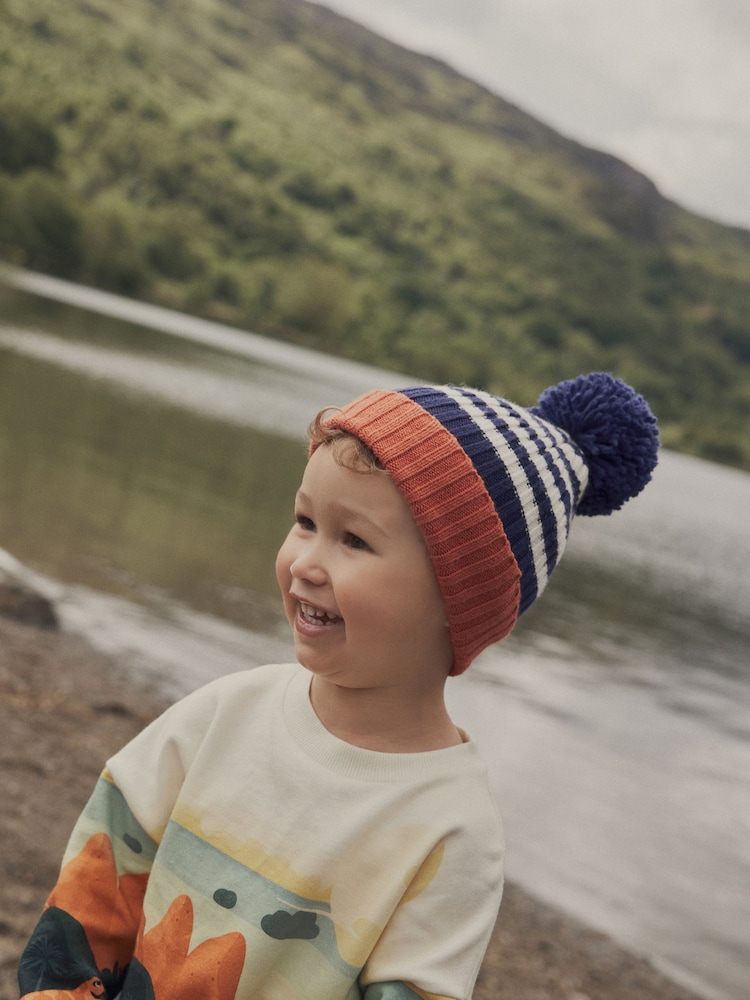 Buy Navy Blue Stripe Hat And Mittens Set (3mths-10yrs) from Next Ireland