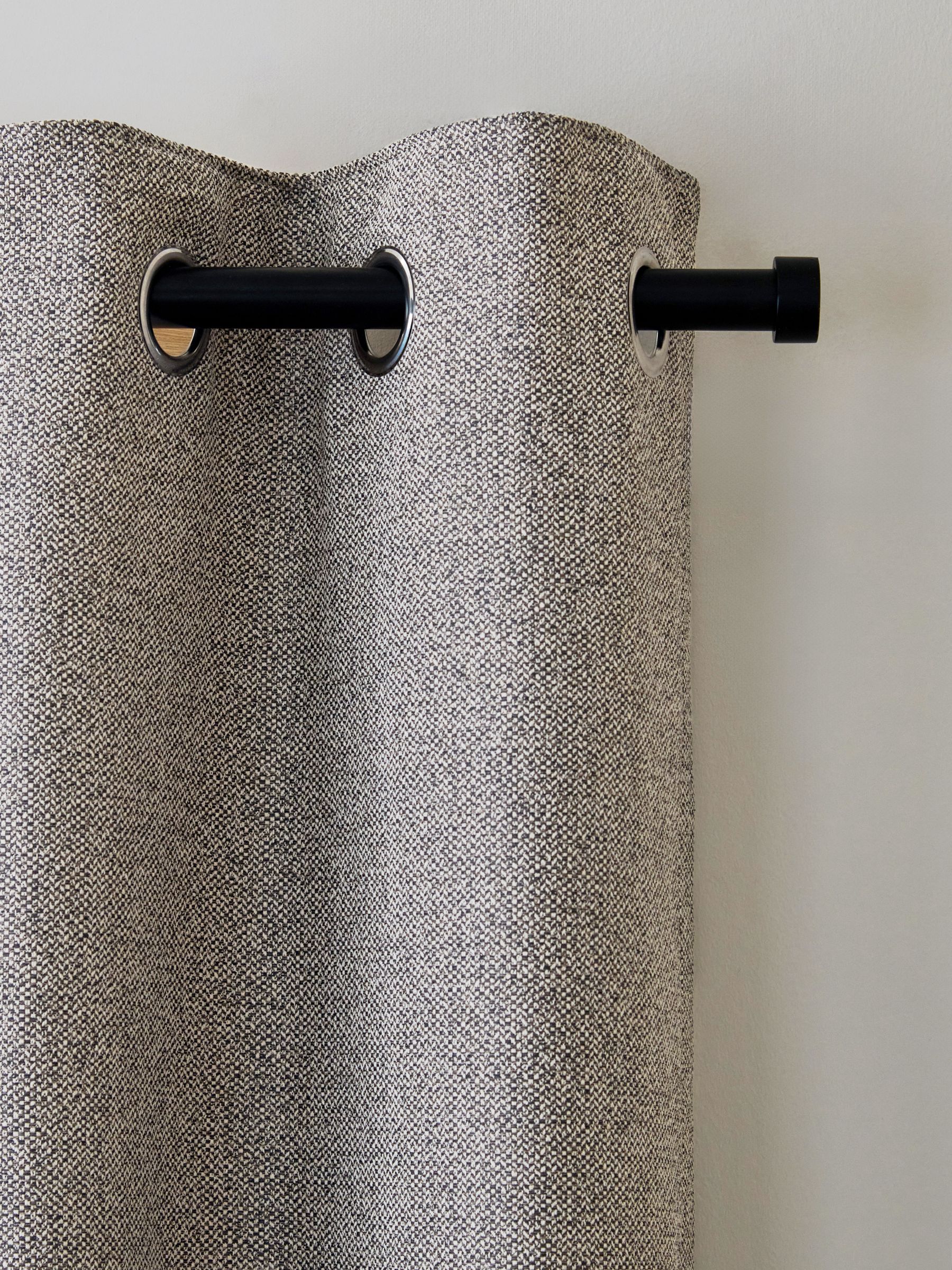 Buy Grey Aubrey Tweed Velour Trim Eyelet Lined Curtains from the Next ...