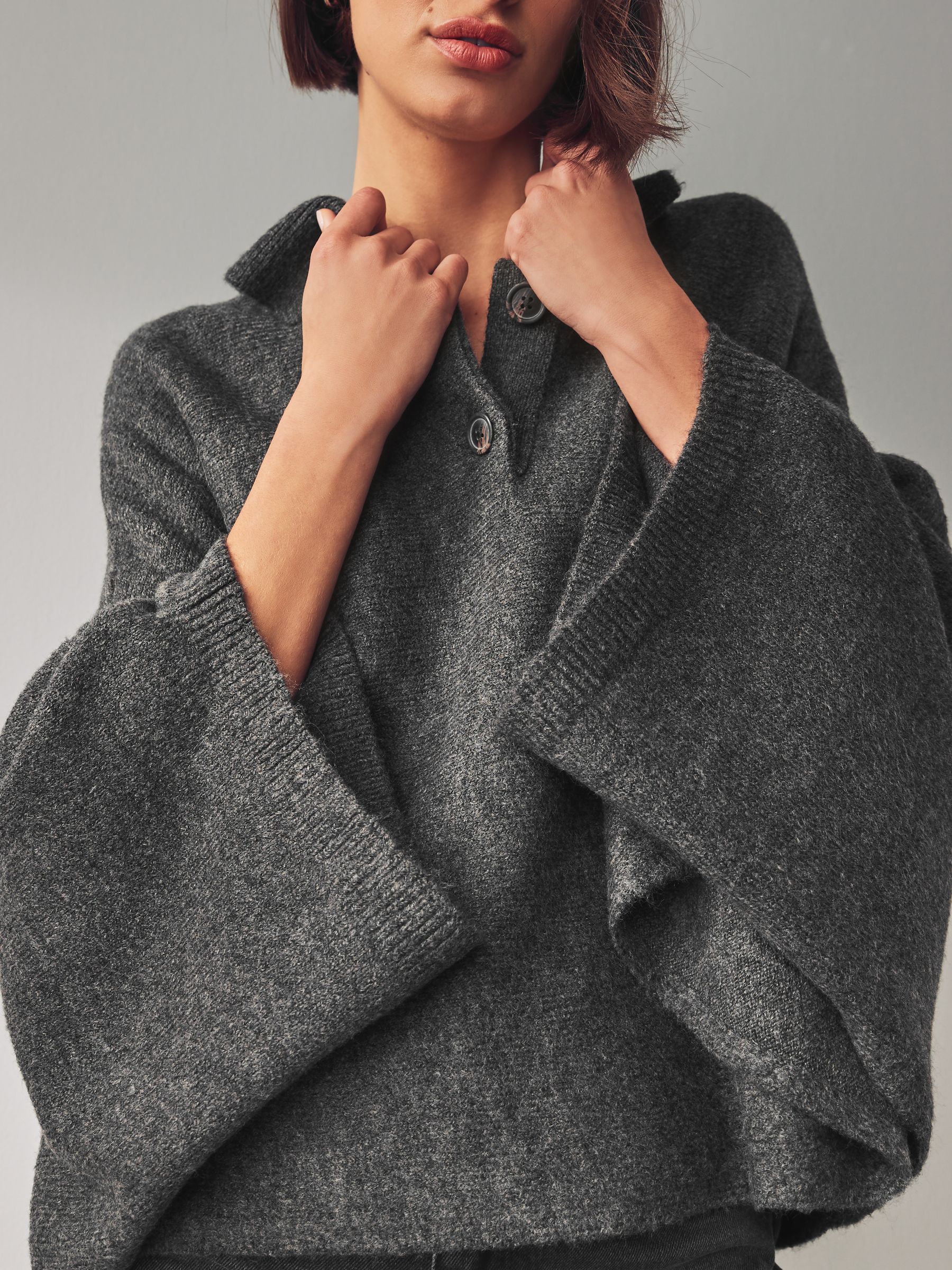 Buy Charcoal Grey Collared Poncho from the Next UK online shop