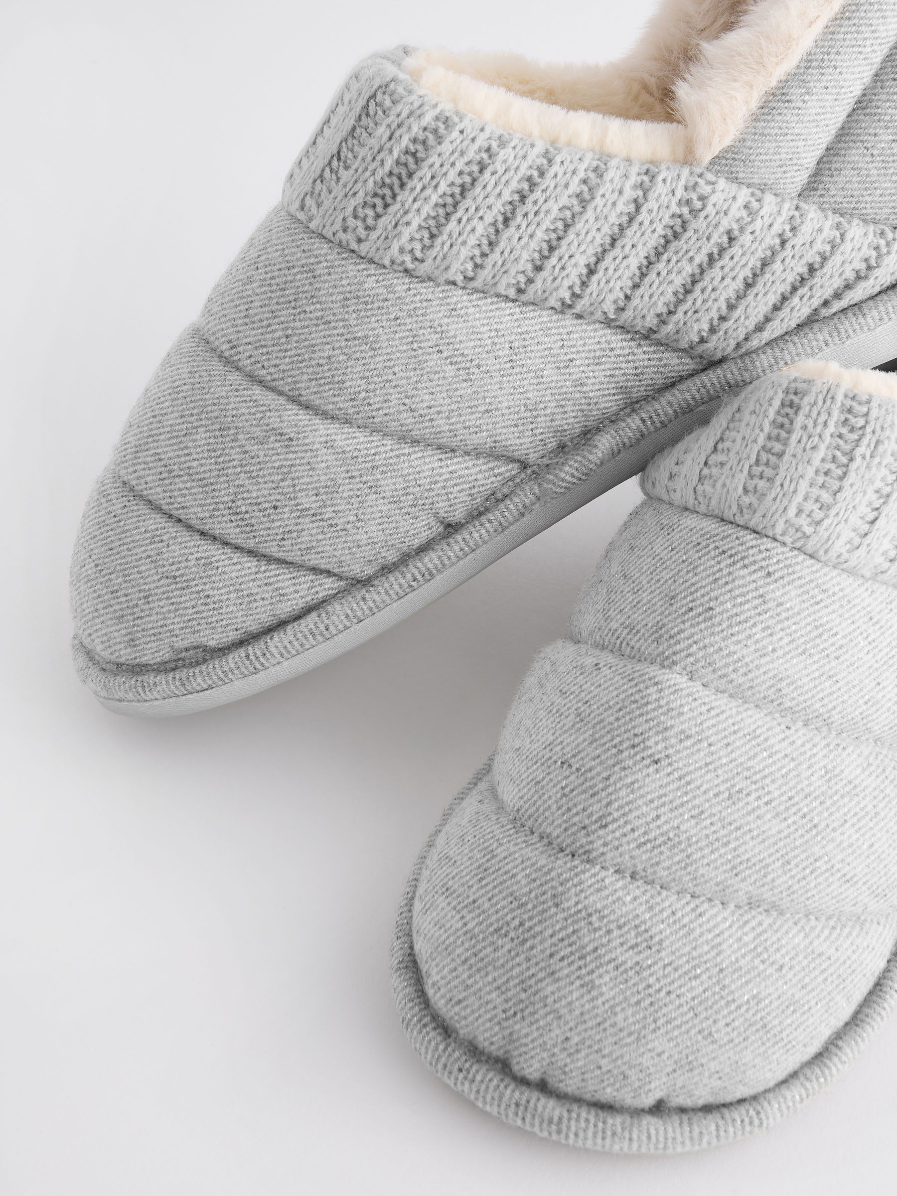 Buy Grey Quilted Shoot Slippers from the Next UK online shop