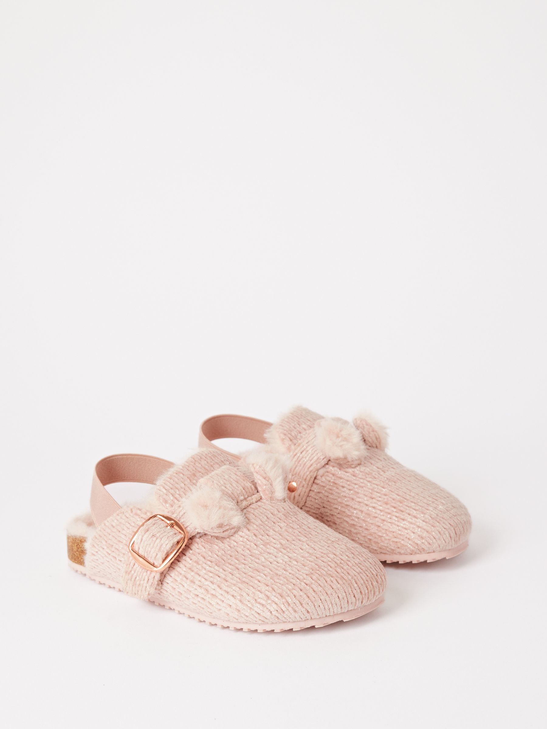 Buy Lipsy Pink Slip On Footbed Buckle Faux Fur Lined Nightwear Slippers ...