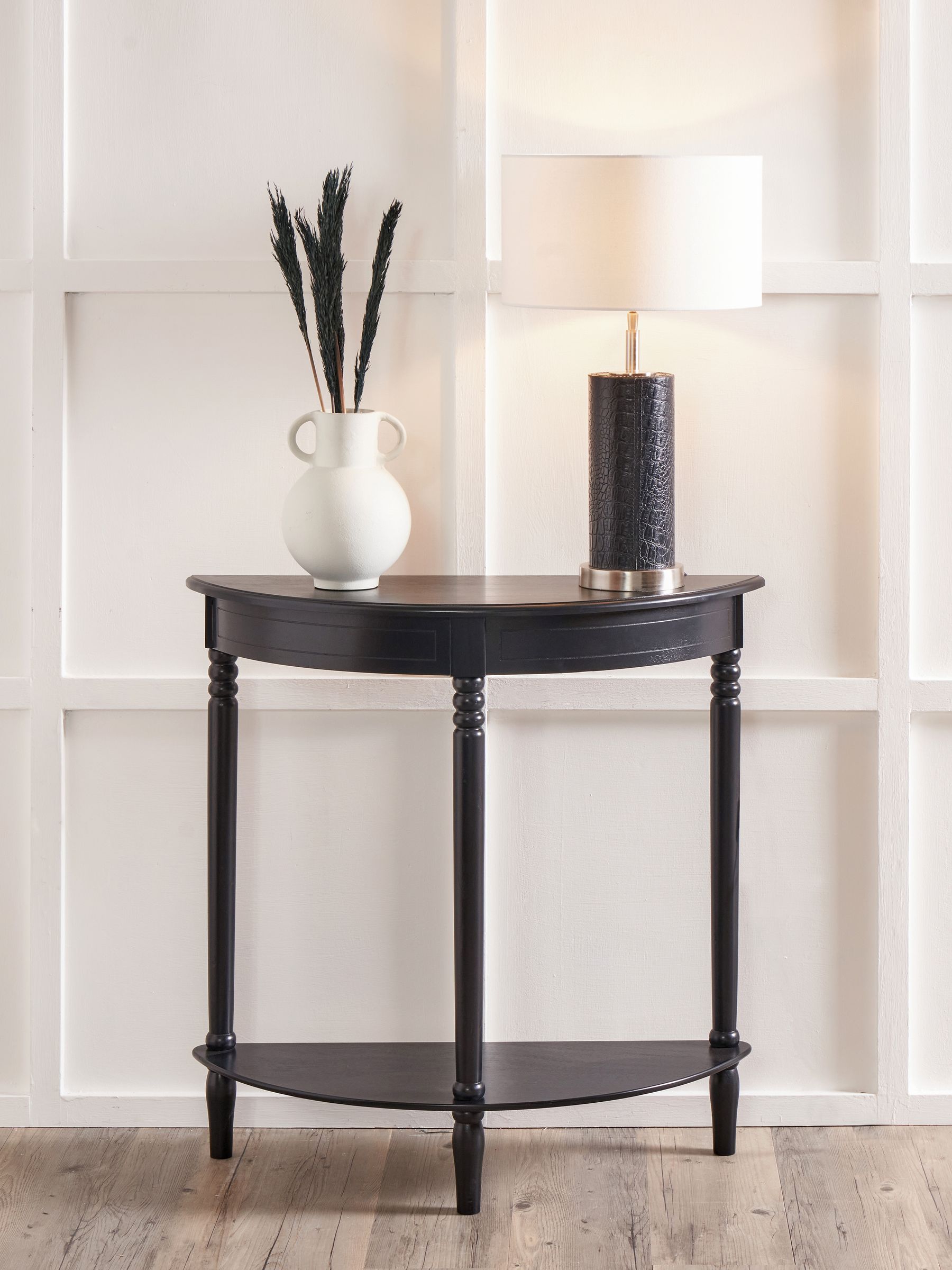 Buy Pacific Black Heritage Pine Wood Half Moon Console Table from the ...
