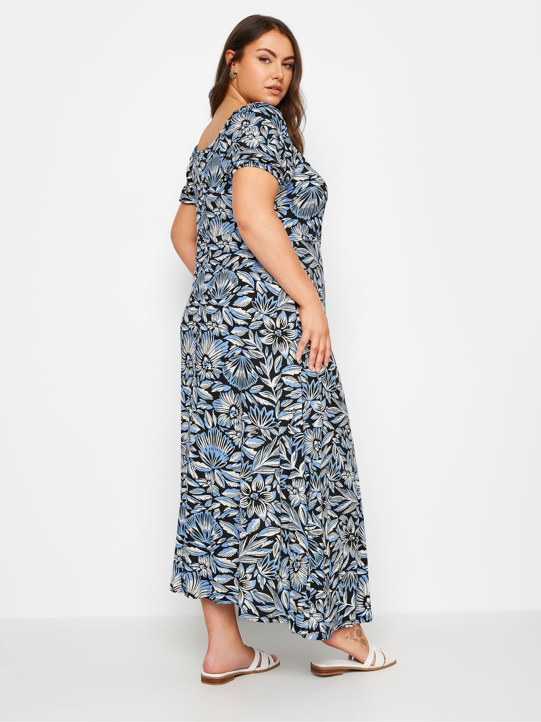 Buy Yours Curve Blue Floral Print Tiered Maxi Dress from the Next UK ...