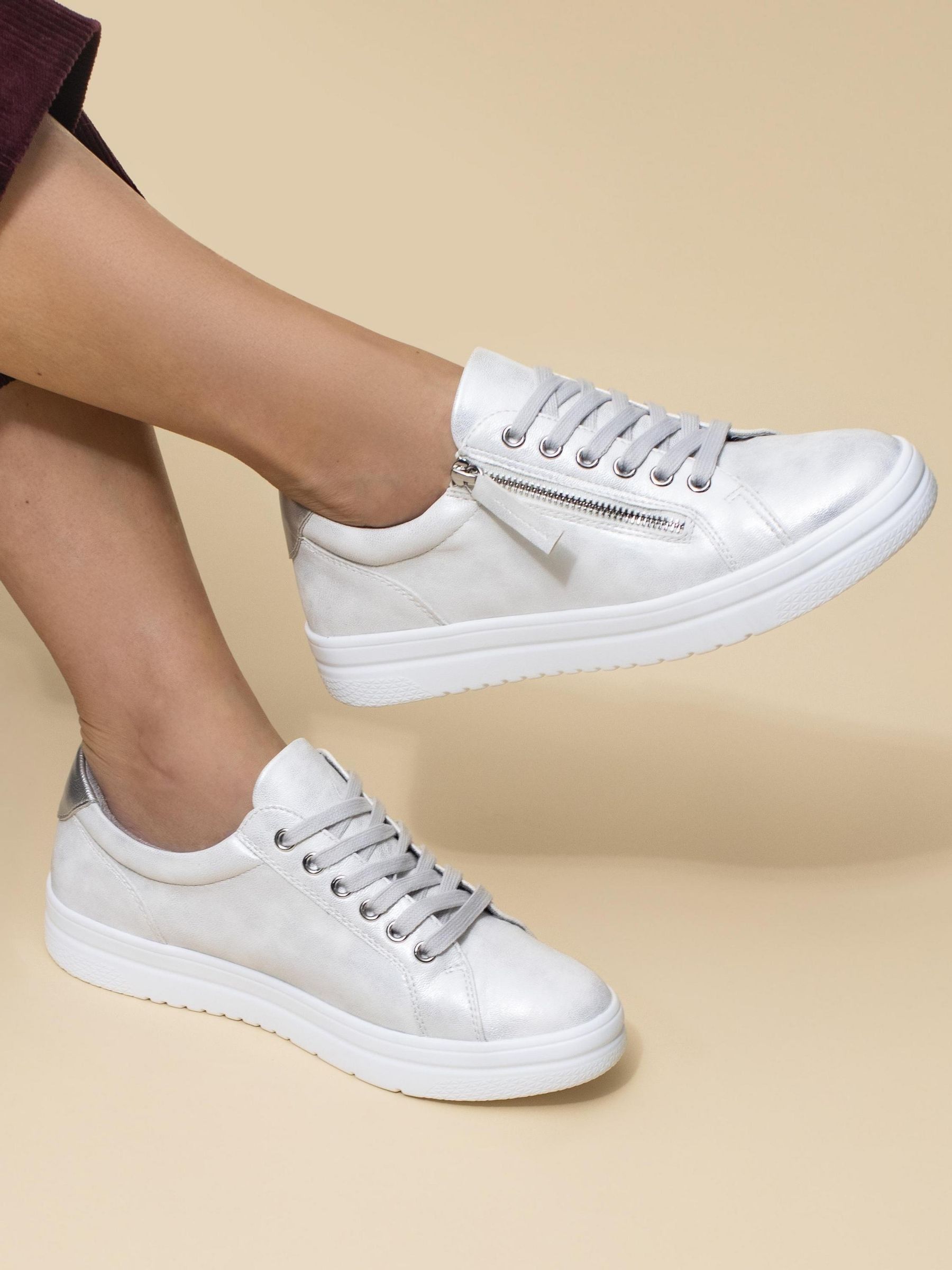 Buy Pavers Silver Shimmer Chunky Platform Trainers from the Next UK ...