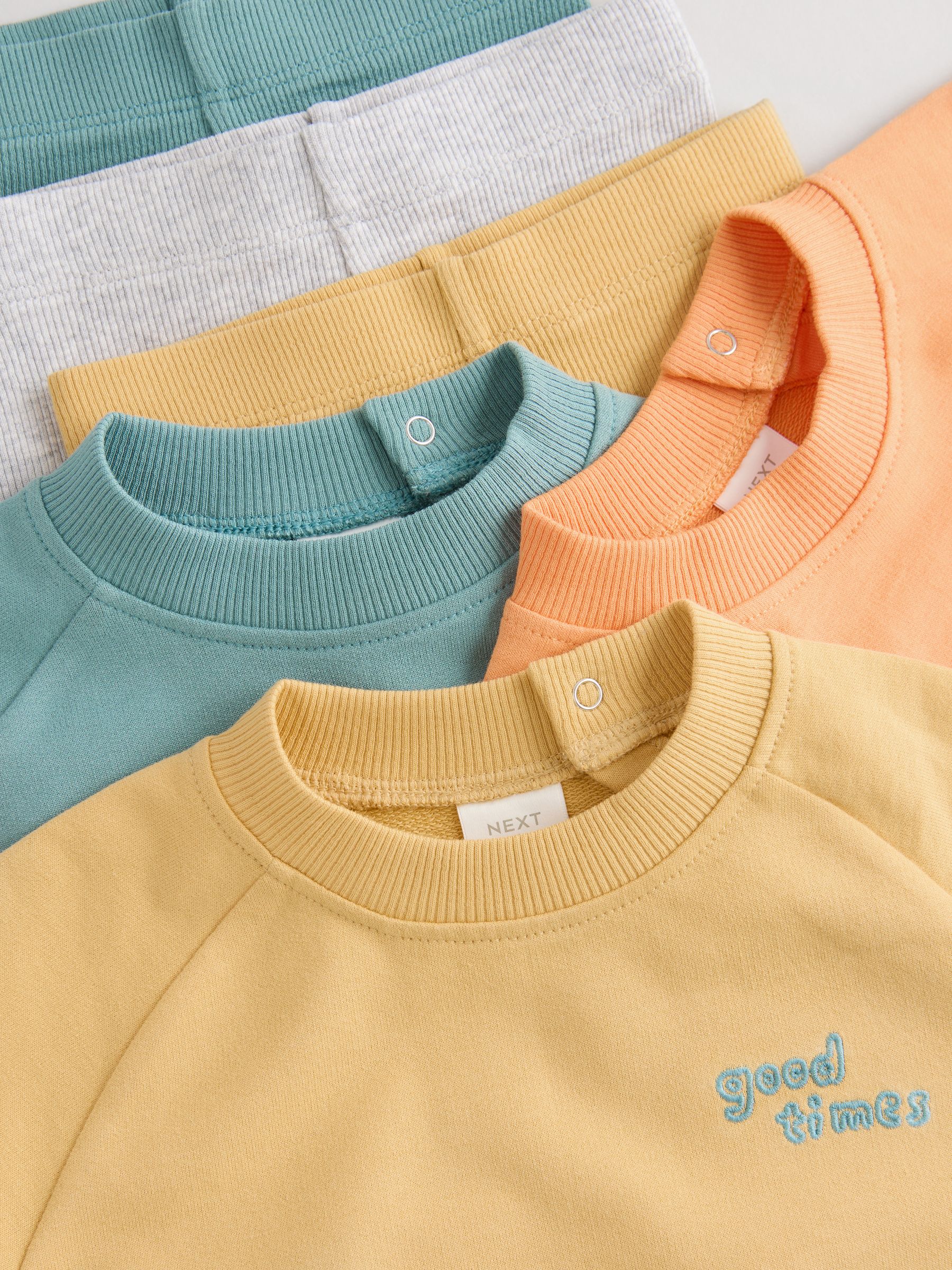 Buy Bright Slogan 100% Cotton Sweat Top and Leggings 6 Piece Baby Set ...