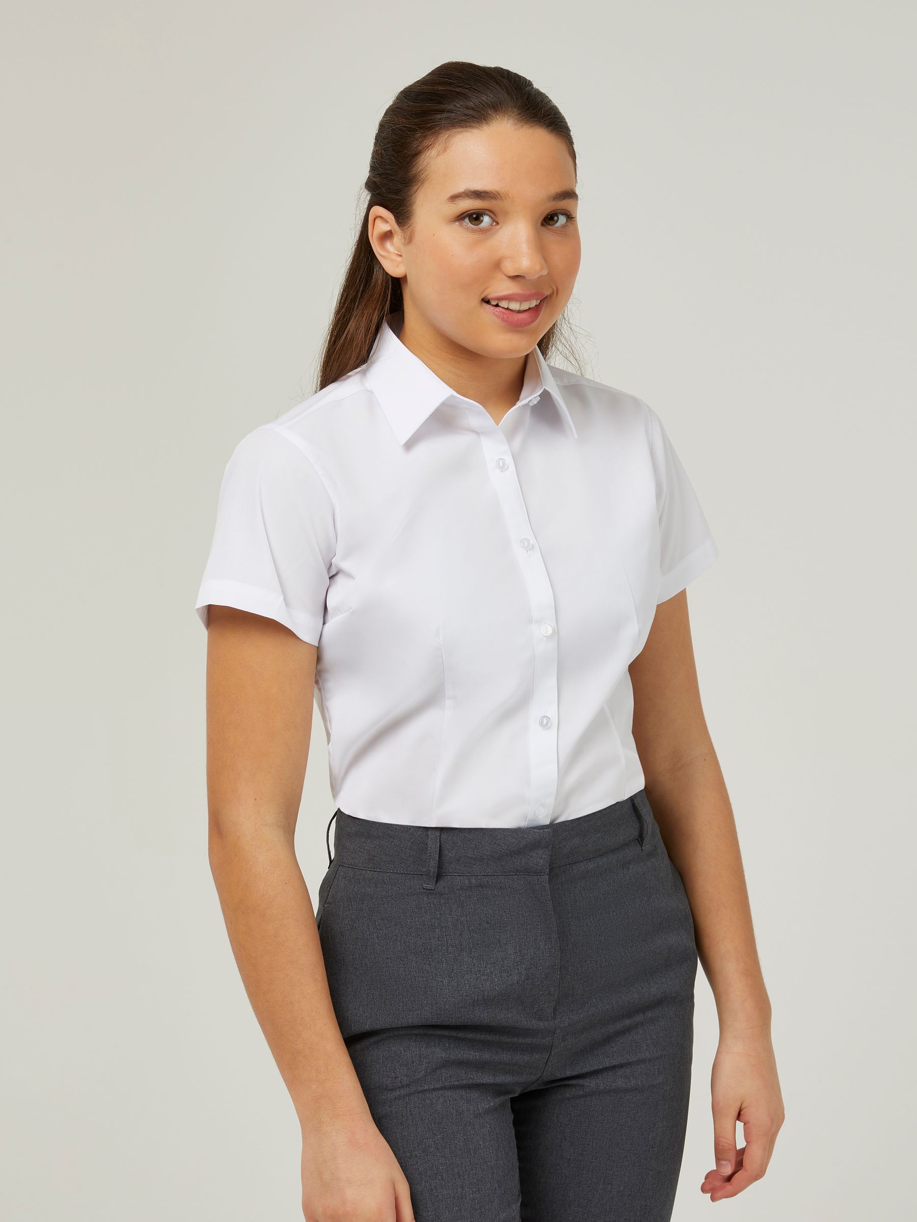 Buy Trutex White Slim Fit Short Sleeve 2 Pack School Shirts from the ...
