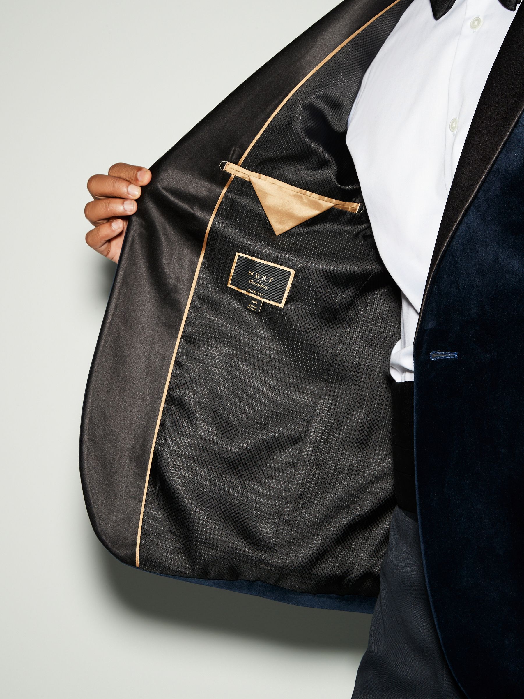 Buy Dark Navy Blue Regular Fit Velvet Blazer from the Next UK online shop