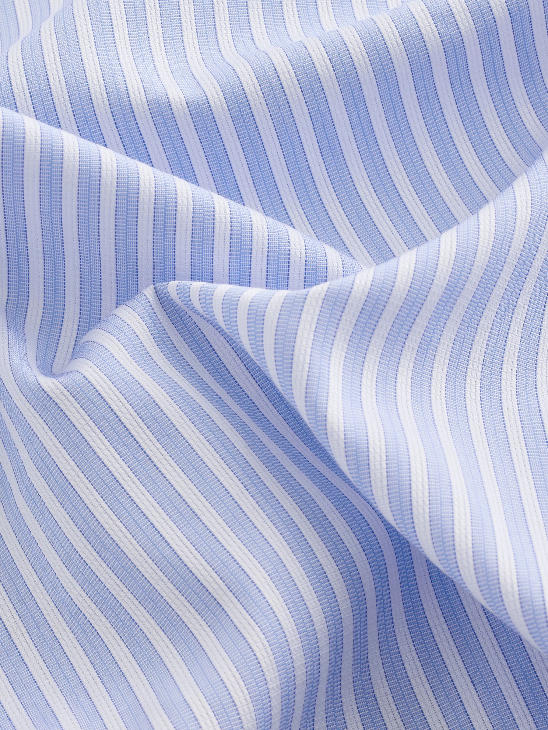 Buy Blue Stripe Slim Fit Signature Single Cuff Texture Pima Cotton ...