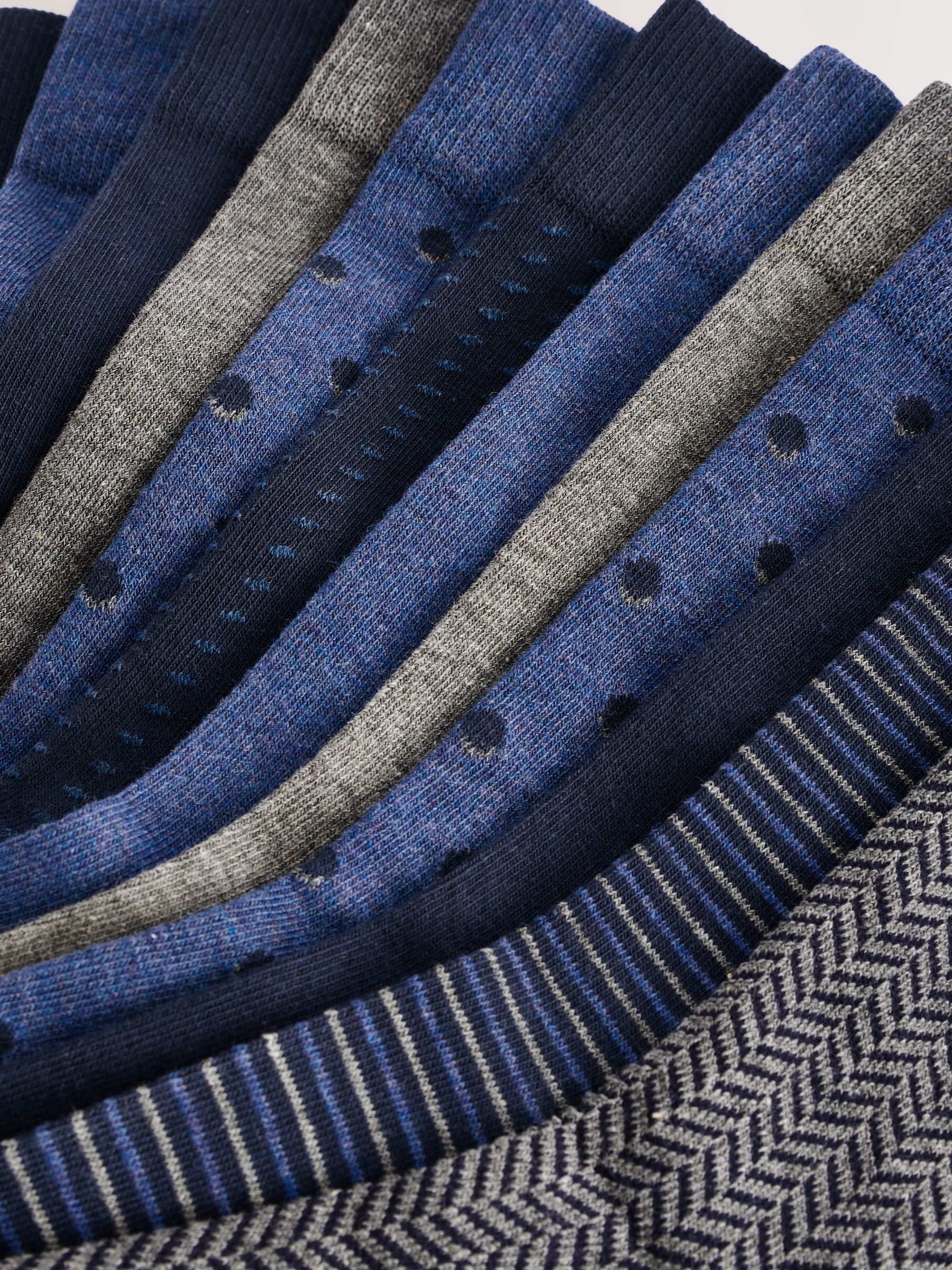 Buy Navy Blue/Grey Pattern 12 Pack Cotton Rich Socks from the Next UK ...