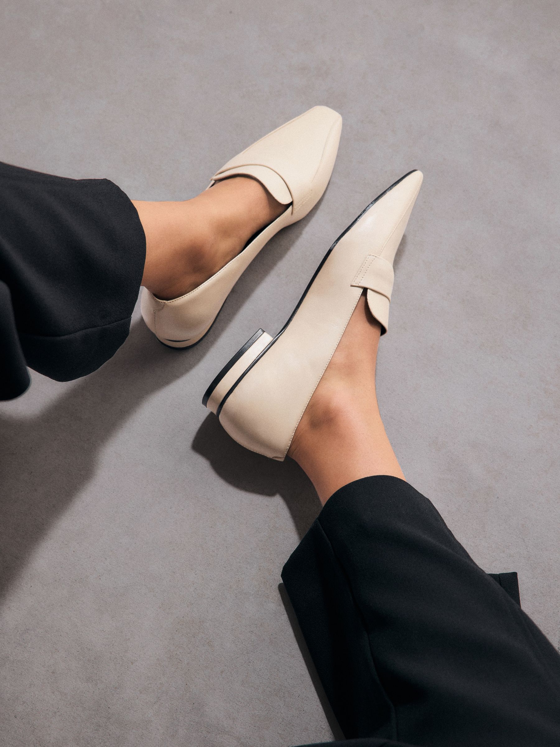 Buy Bone Standard Fit Tabitha Simmons Jess Leather Square Toe Loafers ...