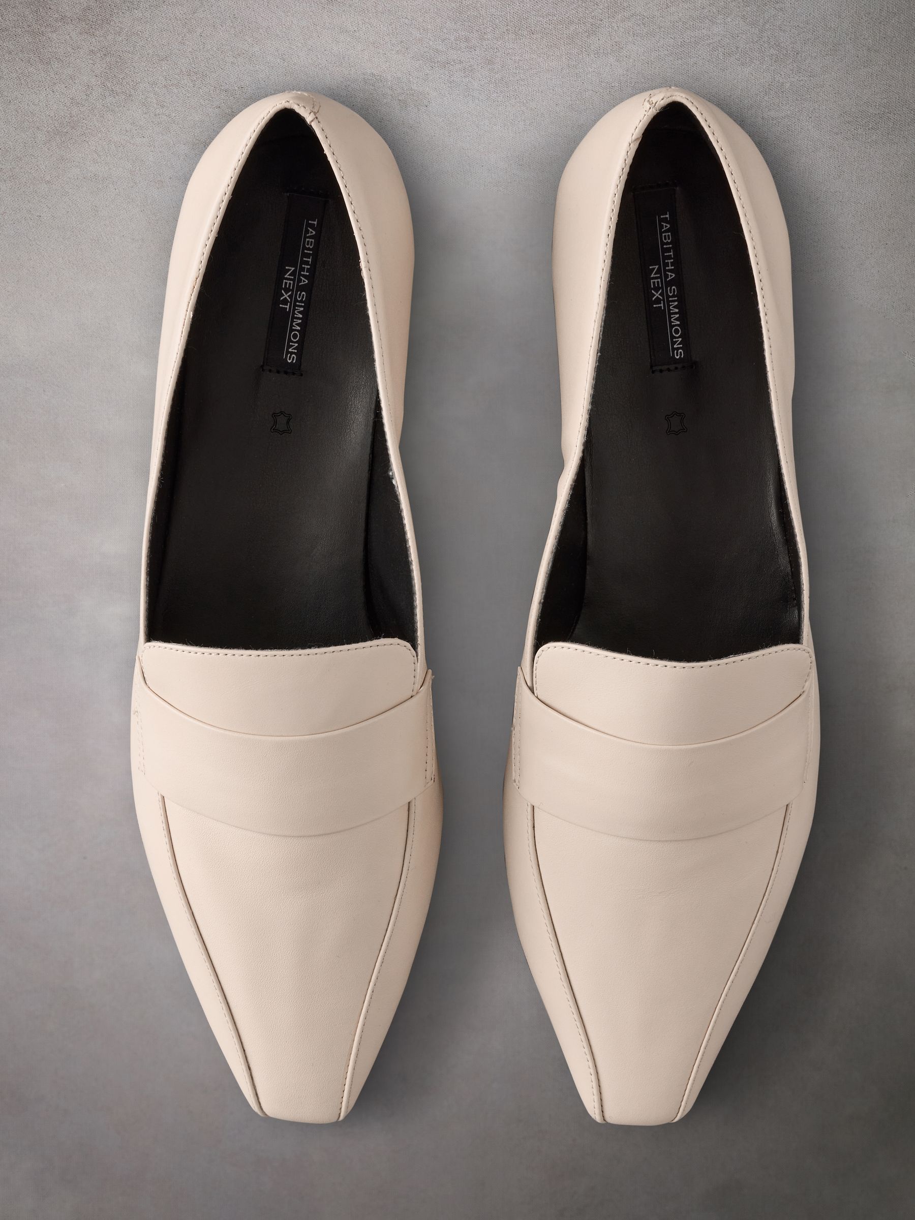 Buy Bone Standard Fit Tabitha Simmons Jess Leather Square Toe Loafers ...