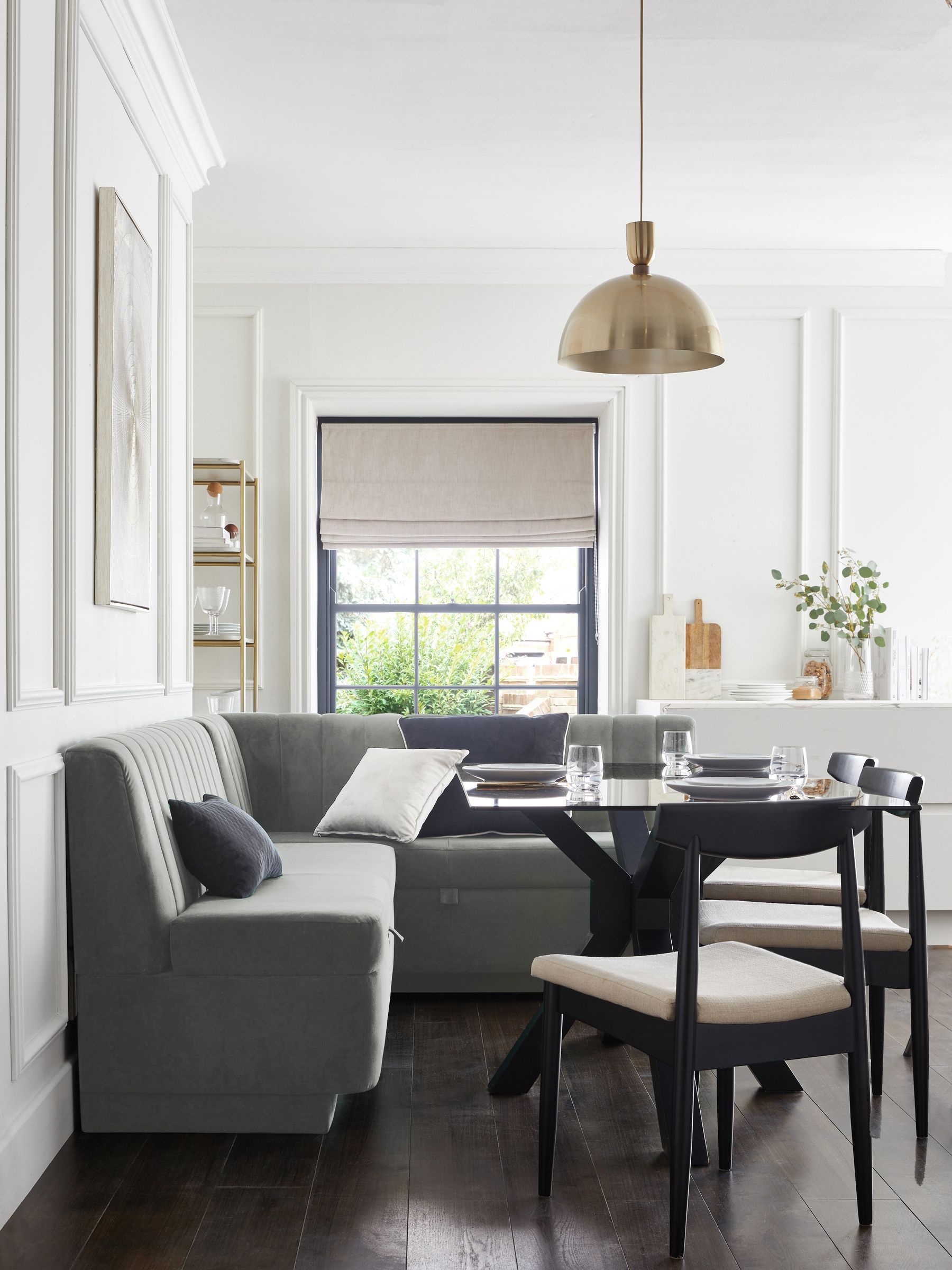 Buy Soft Velvet Grey Anderson Storage Right Hand Corner Dining Bench ...