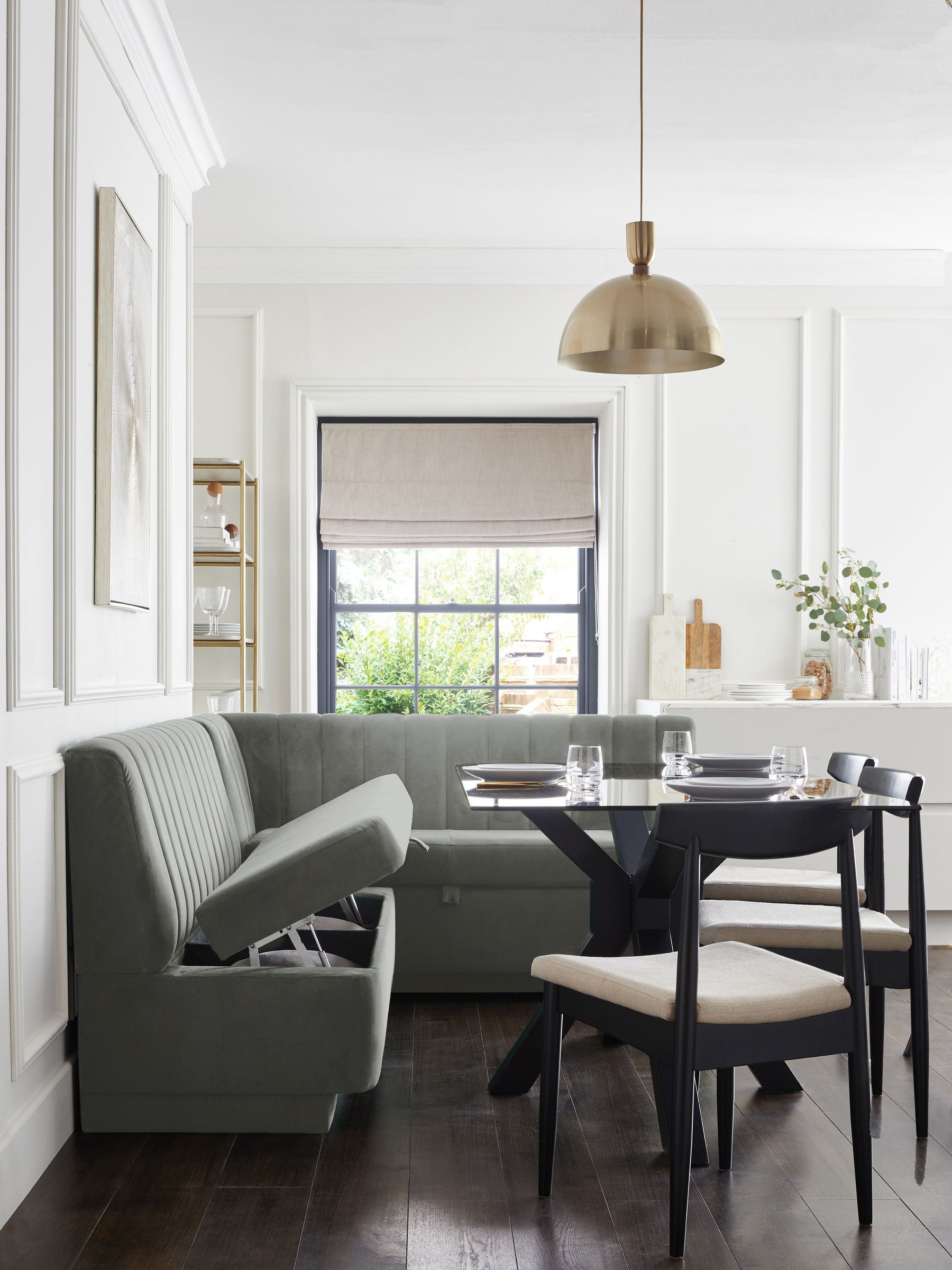 Buy Soft Velvet Grey Anderson Storage Right Hand Corner Dining Bench ...