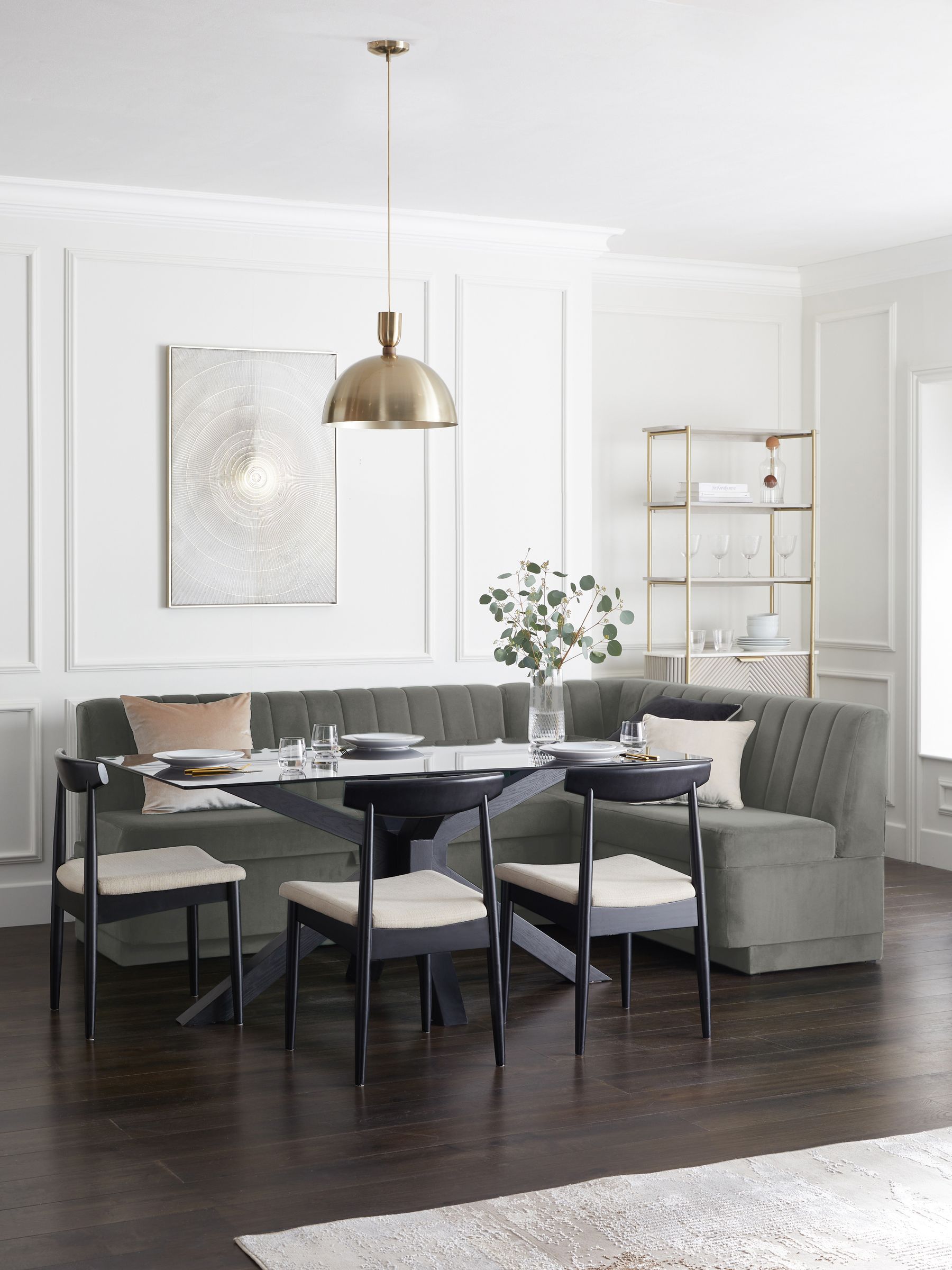 Buy Soft Velvet Grey Anderson Storage Right Hand Corner Dining Bench ...