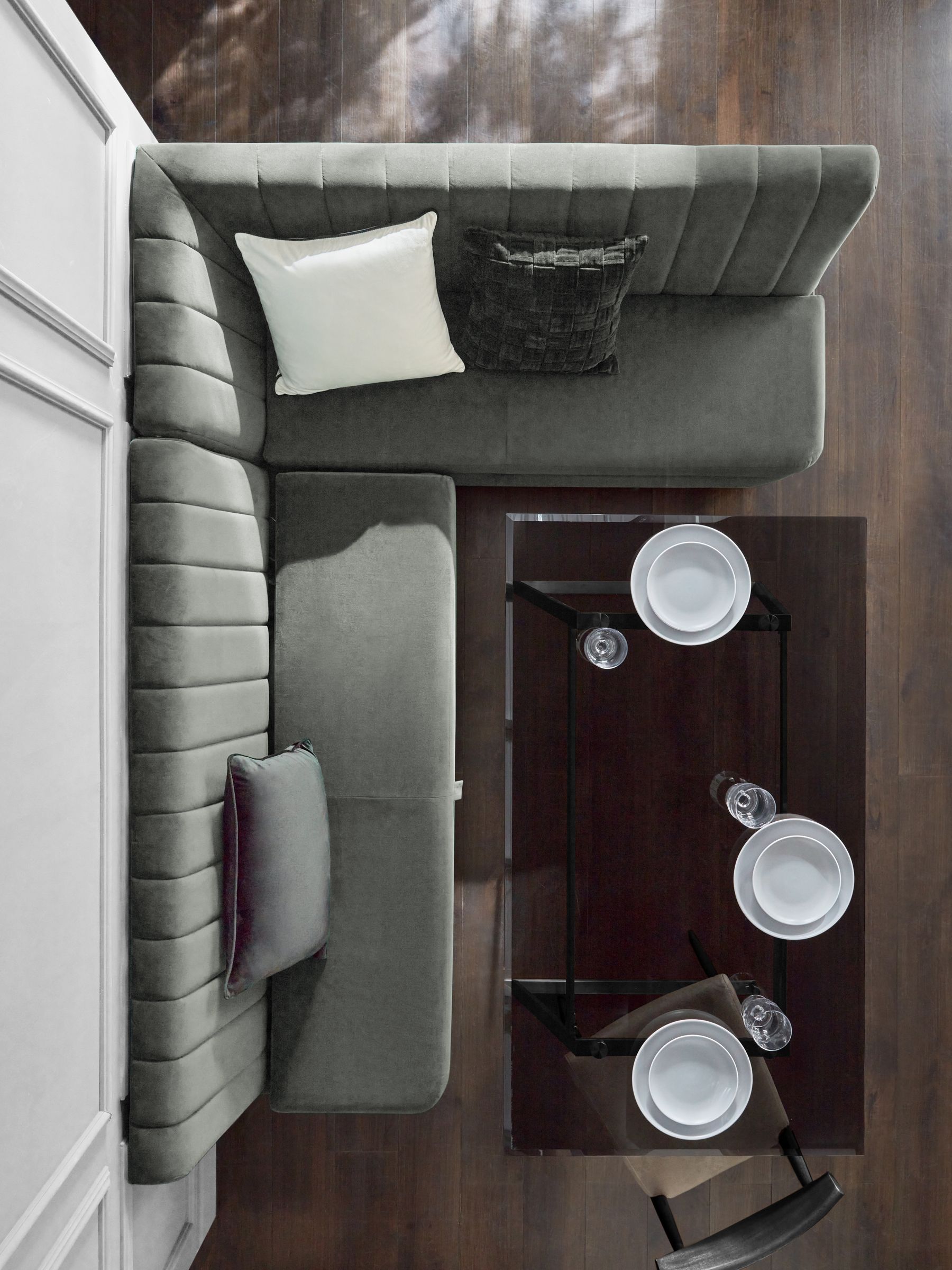 Buy Soft Velvet Grey Anderson Storage Right Hand Corner Dining Bench ...