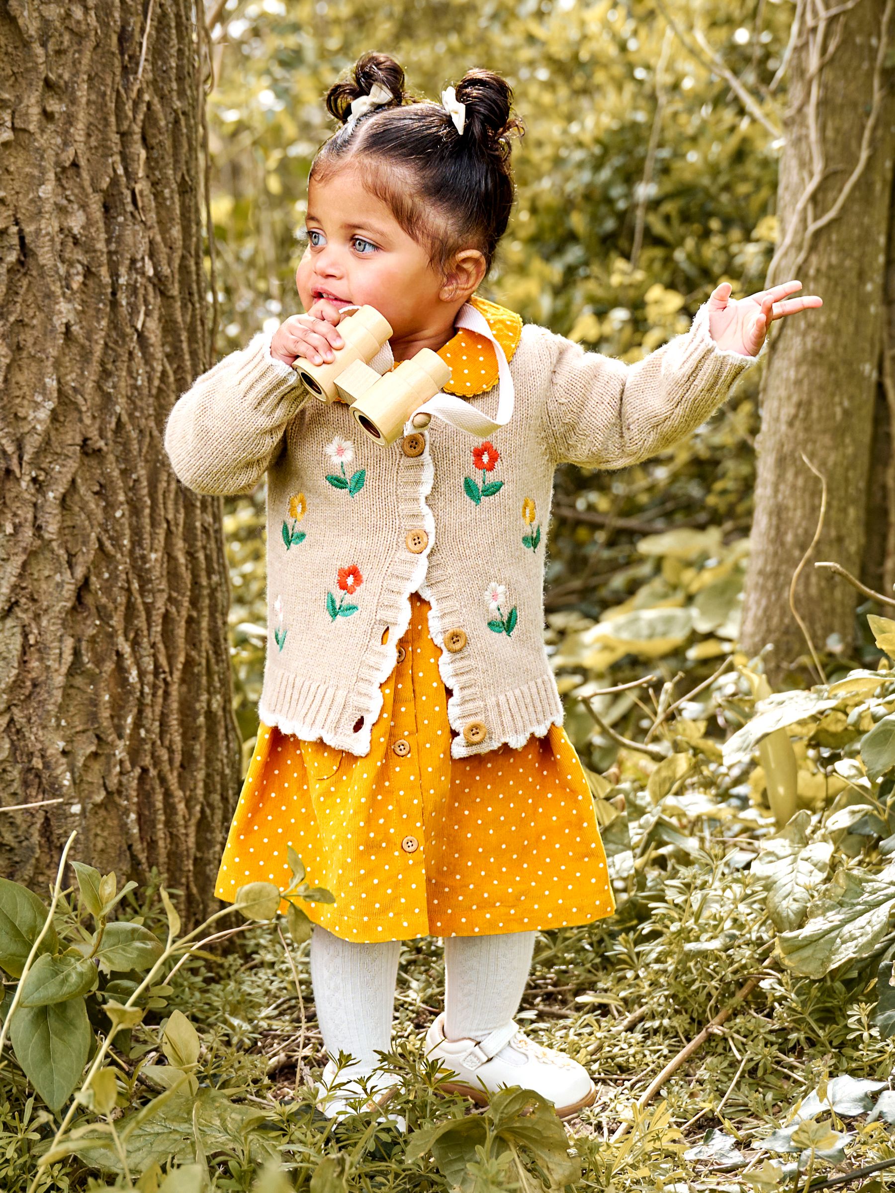 Buy JoJo Maman Bébé Natural Floral Embroidered Chunky Cardigan from the ...