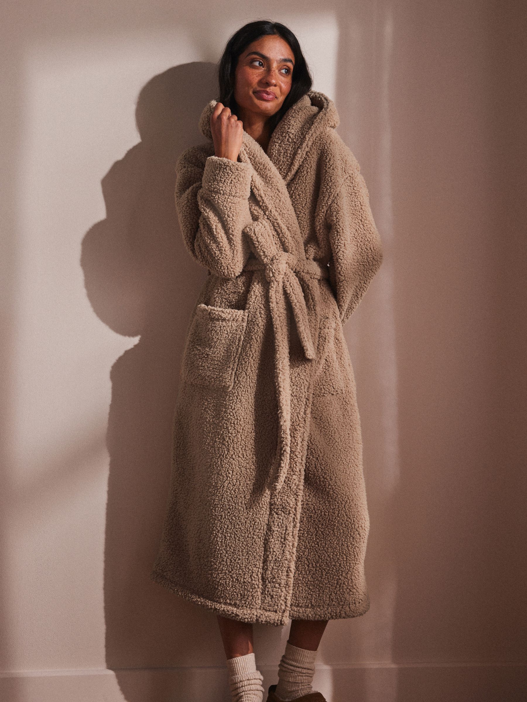 Buy Neutral Long Teddy Dressing Gown from the Next UK online shop