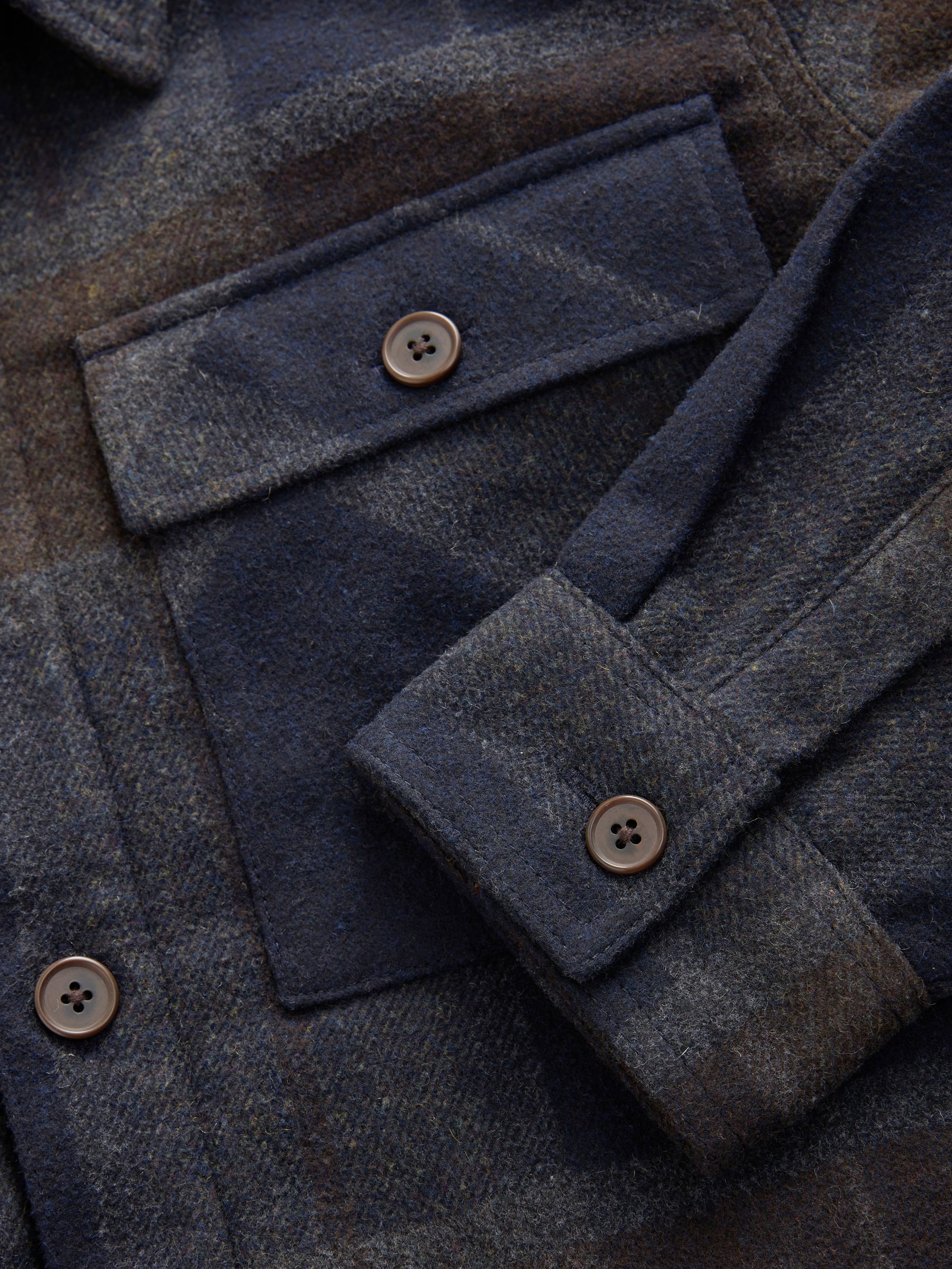 Buy Navy/Brown Borg Lined Check Shacket from the Next UK online shop