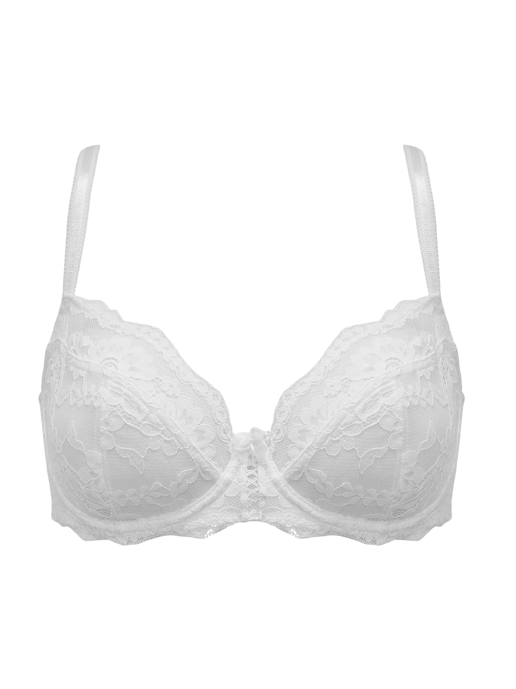 Buy Pour Moi White Non Padded Underwired Fleur Balconette Bra from the ...