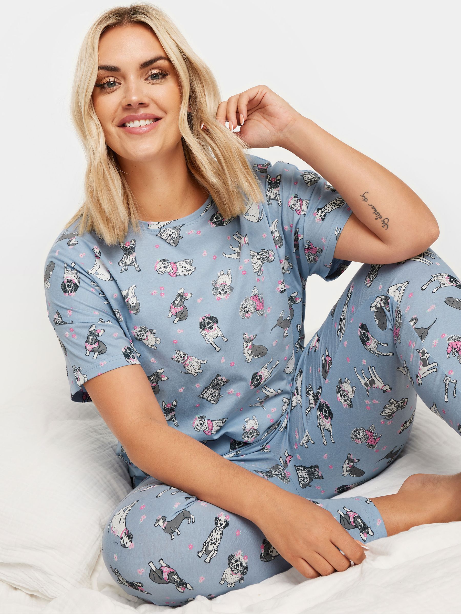 Buy Yours Curve Blue 100% Cotton Dog Print Pyjama Set from the Next UK ...