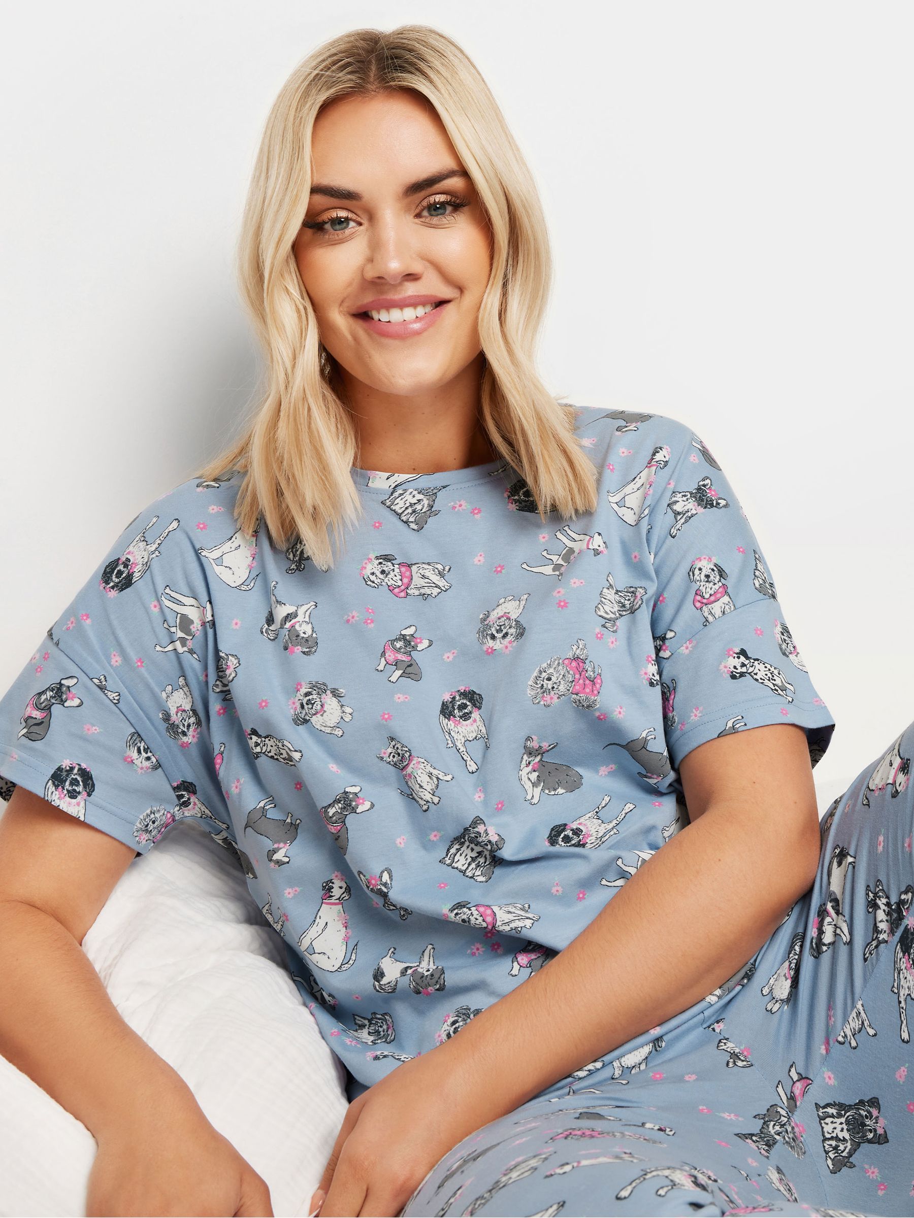 Buy Yours Curve Blue 100% Cotton Dog Print Pyjama Set from the Next UK ...