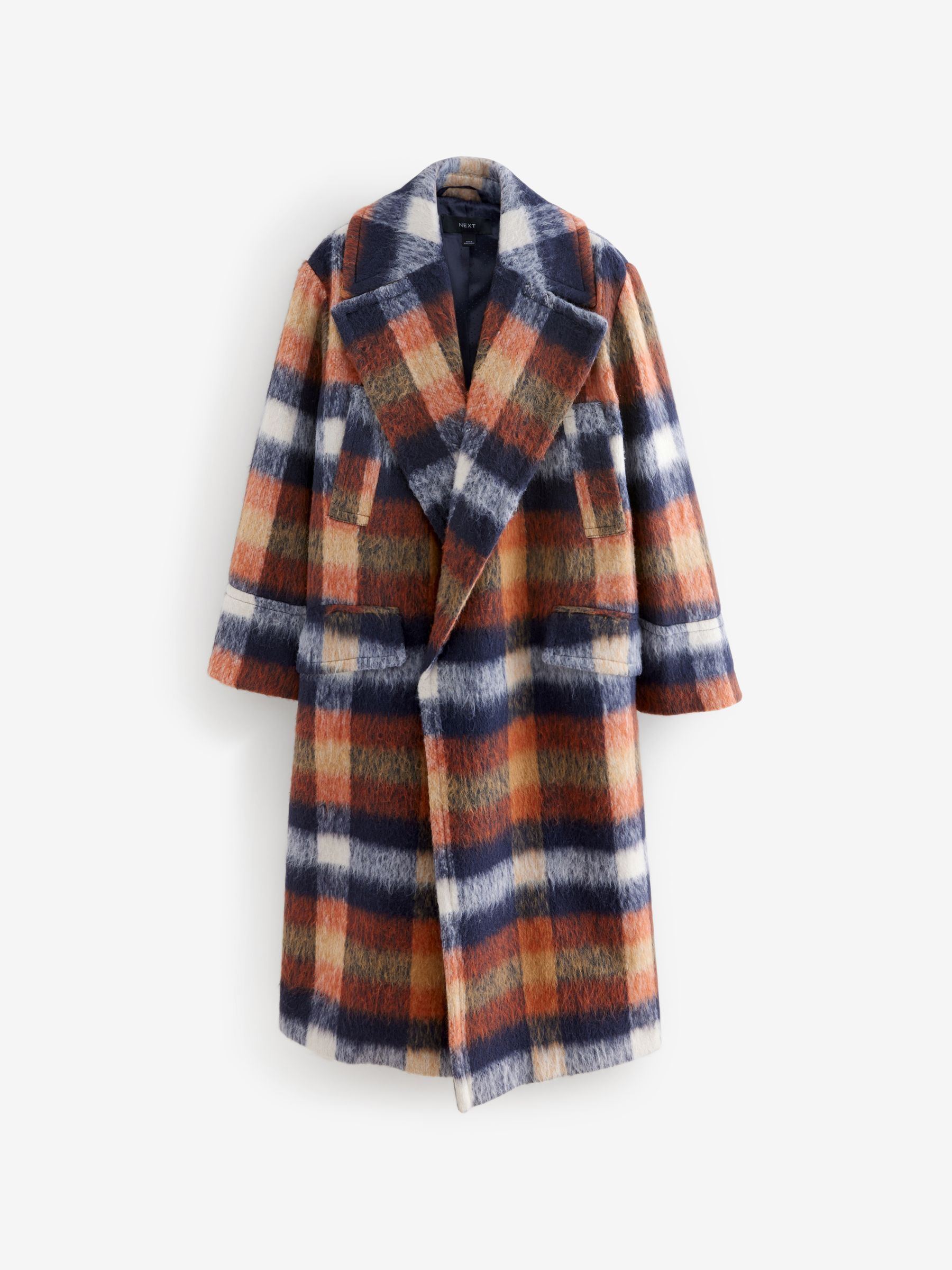 Buy Check Overcoat with Revere Collar from the Next UK online shop