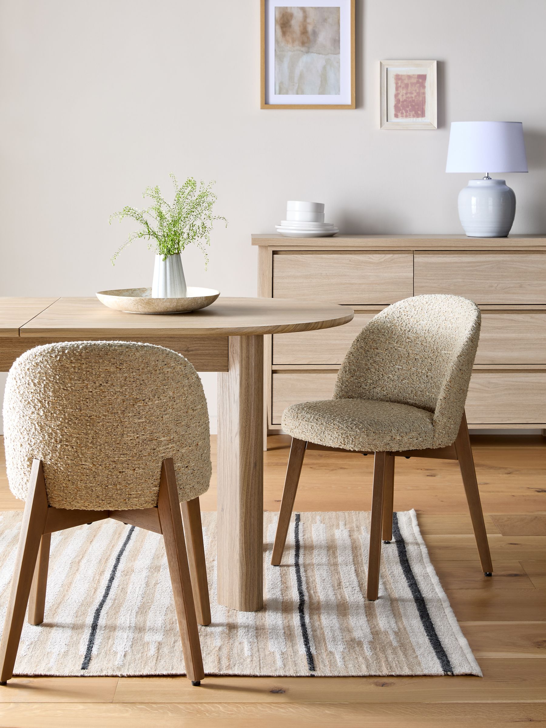 Buy Set of 2 Tweedy Boucle Mink Preston Dark Wood Leg Dining Chairs ...