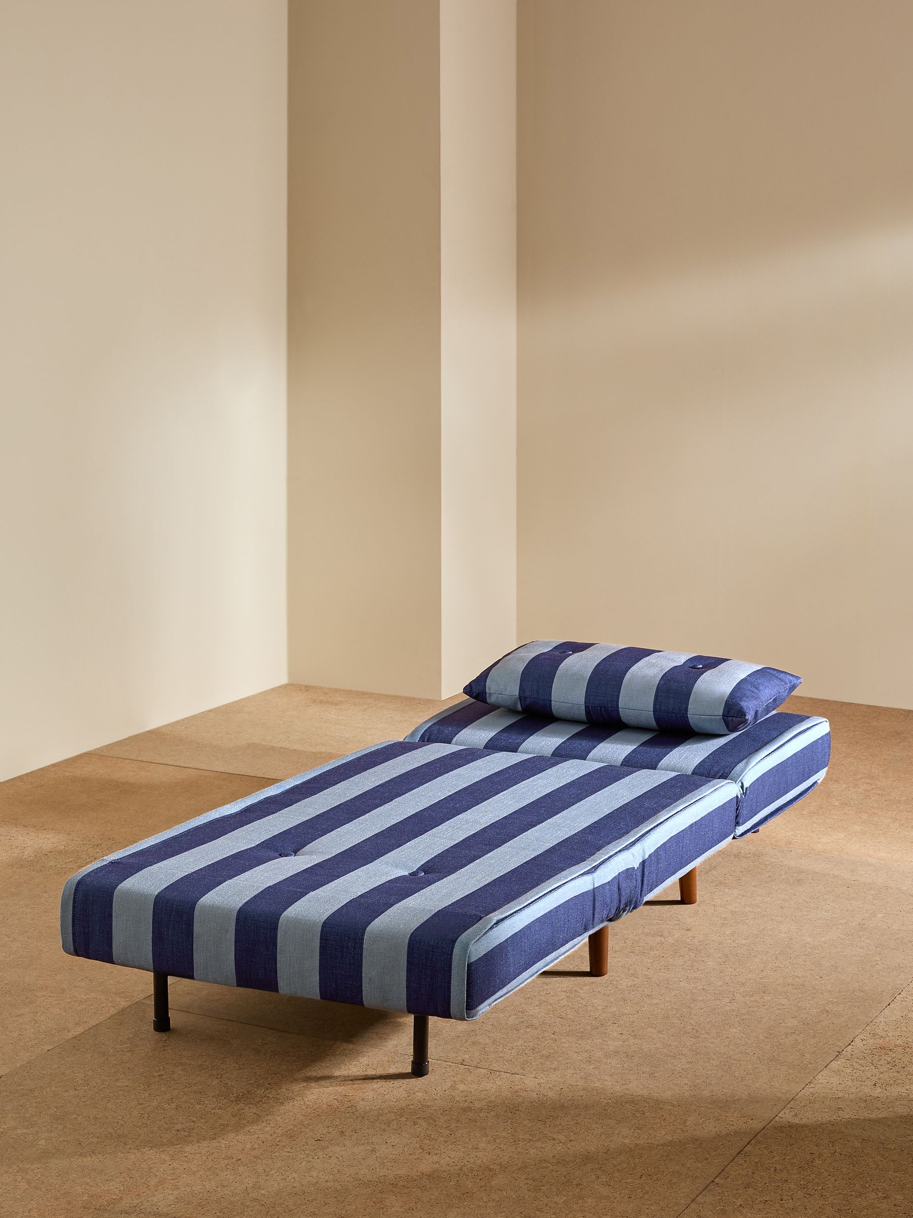 Buy MADE.COM Eclipse Blue Wide Stripe Haru Single 1 Seater Sofa Bed ...