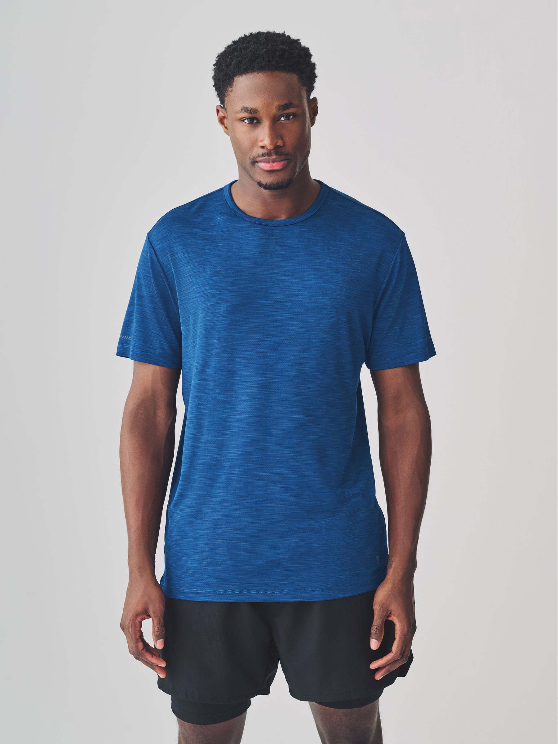 Buy Bright Blue Short Sleeve Breathable Performance Gym Training Top ...