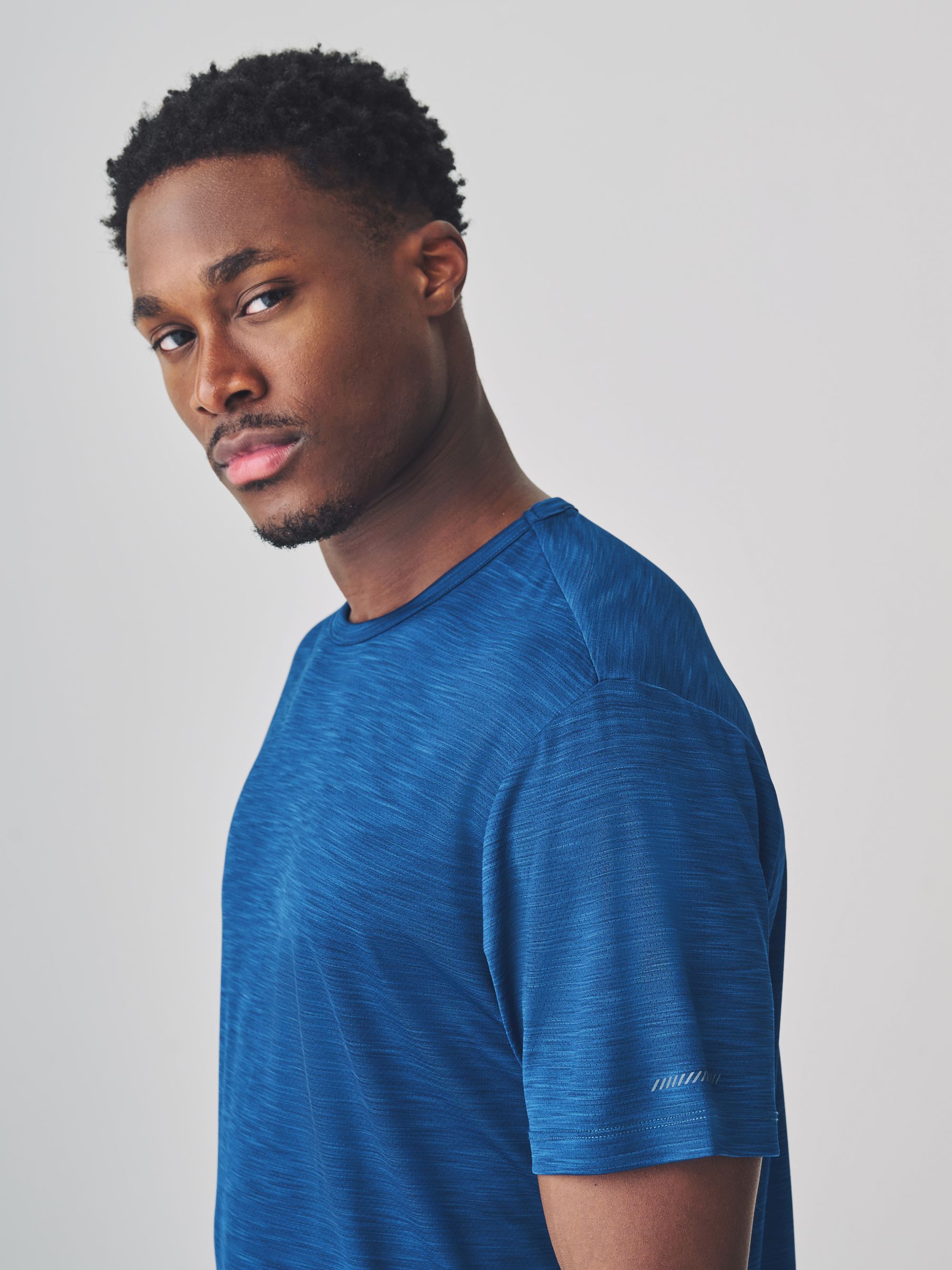 Buy Bright Blue Short Sleeve Breathable Performance Gym Training Top ...