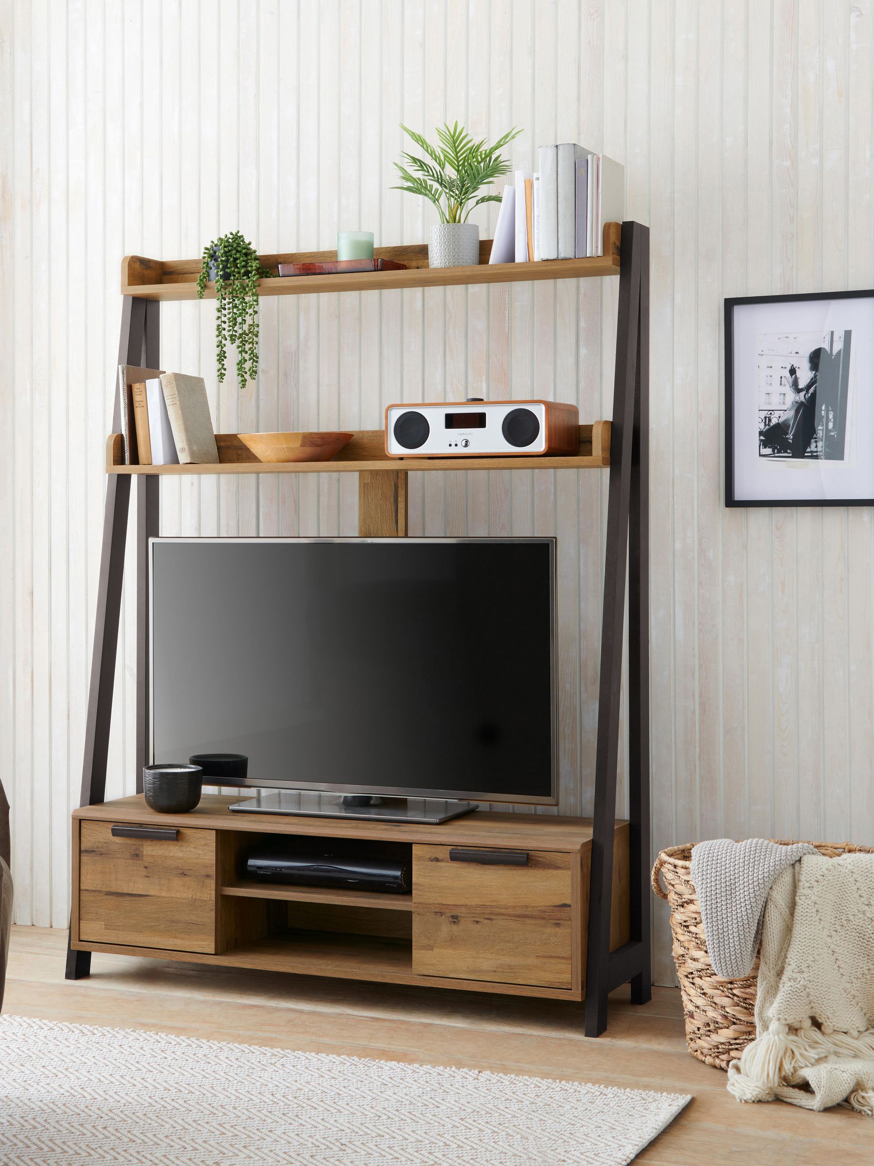 Buy Dark Bronx Oak Effect Ladder TV Unit from the Next UK online shop