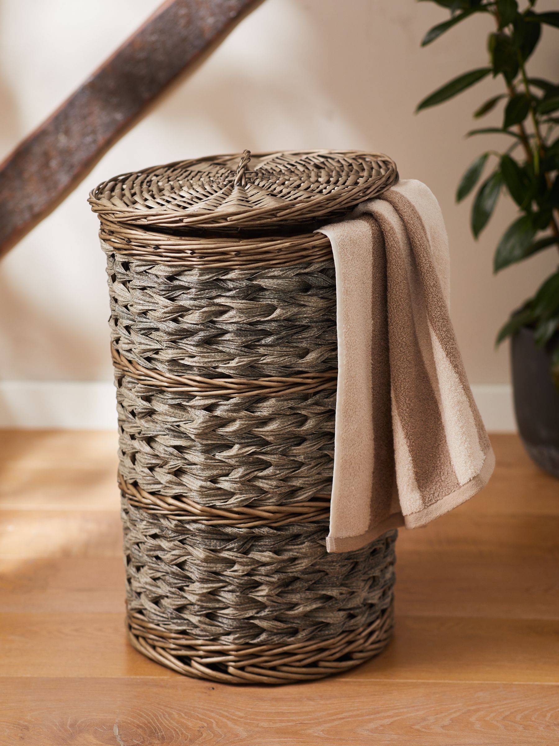 Buy Grey Wicker Laundry Basket Hamper from the Next UK online shop
