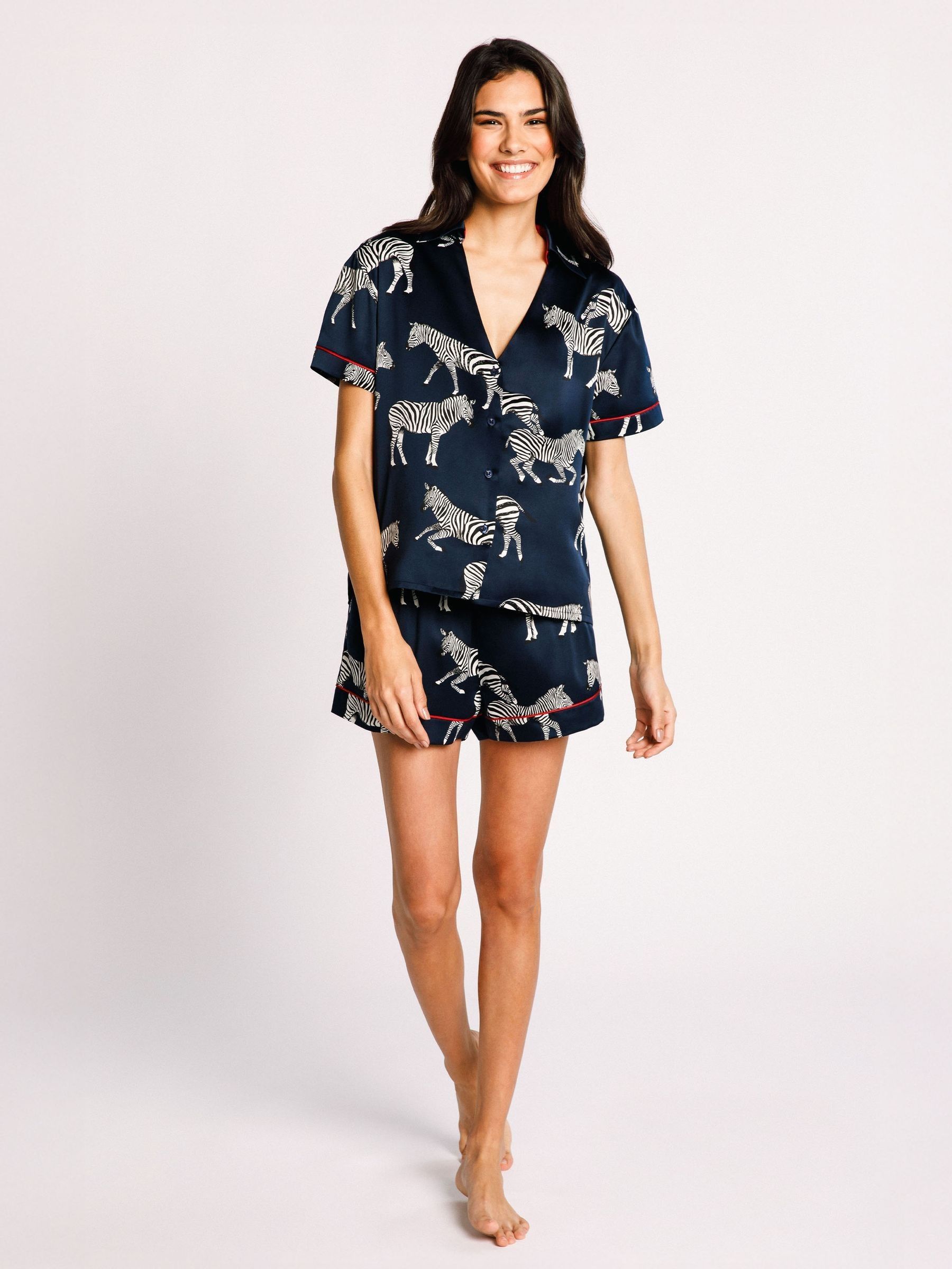 Buy Chelsea Peers Curve Satin Zebra Print Short Pyjama Set from Next Germany