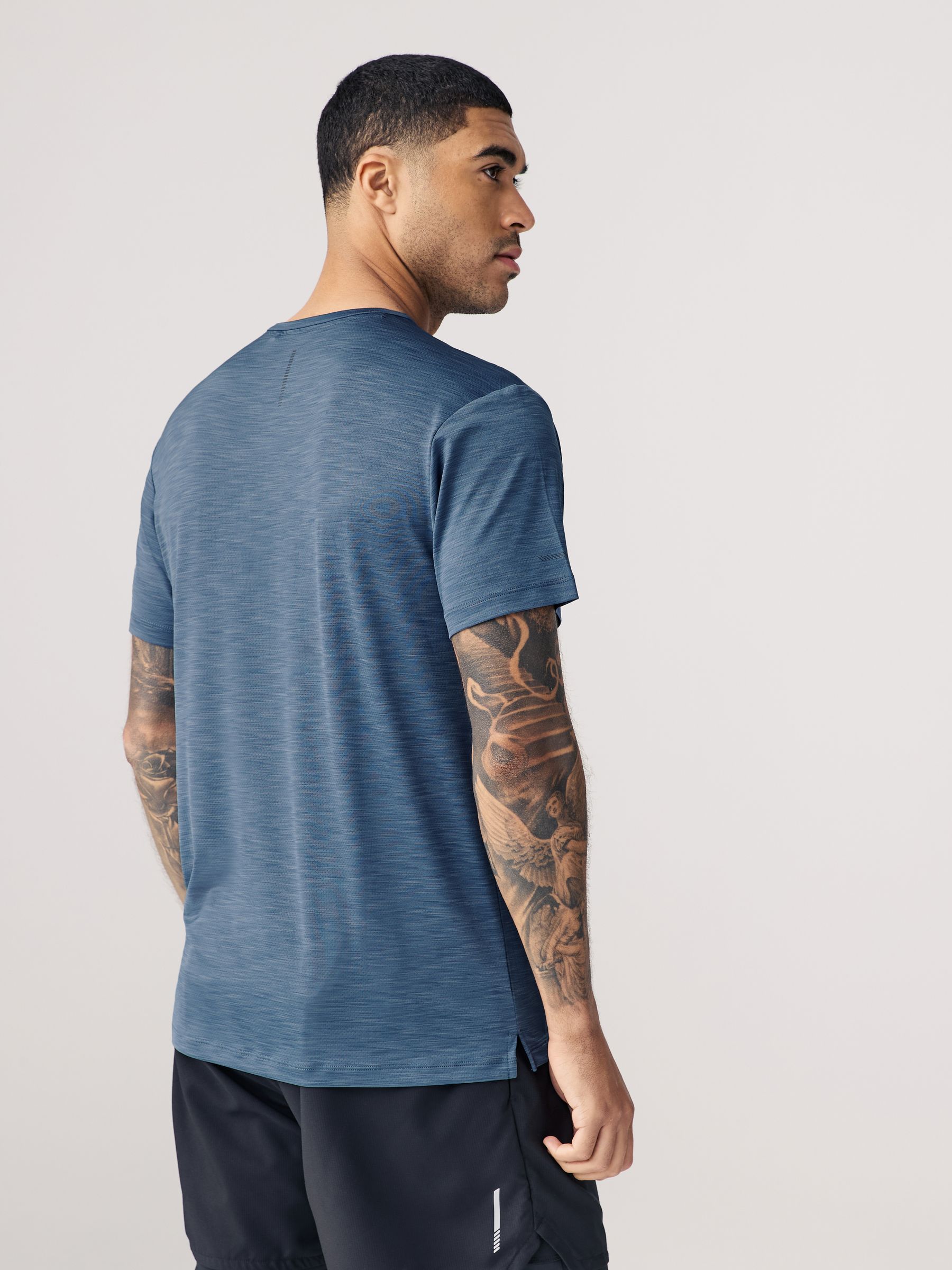 Buy Steel Blue Short Sleeve Breathable Performance Gym Training Top ...