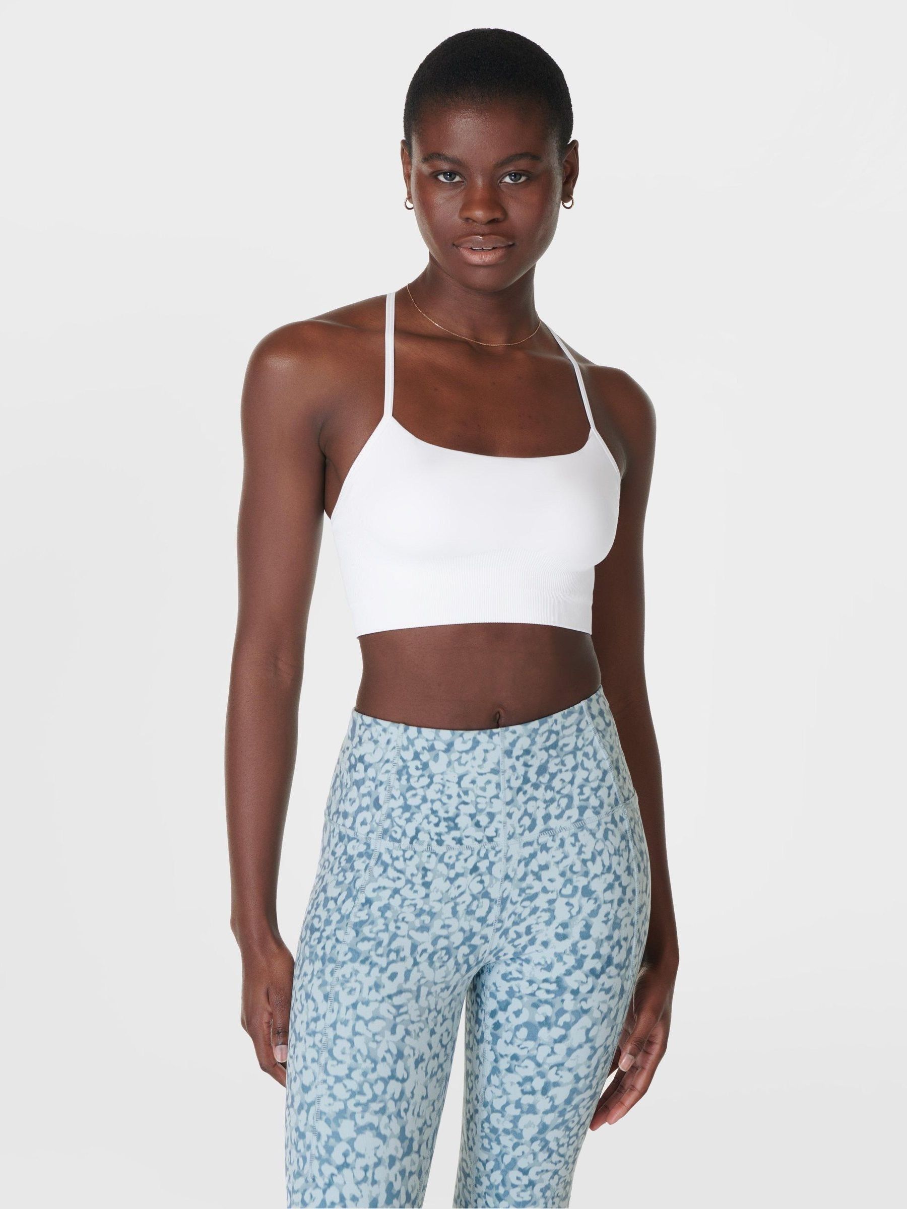 Buy Sweaty Betty White/Silver Spirit Restored Seamless Yoga Bra from ...