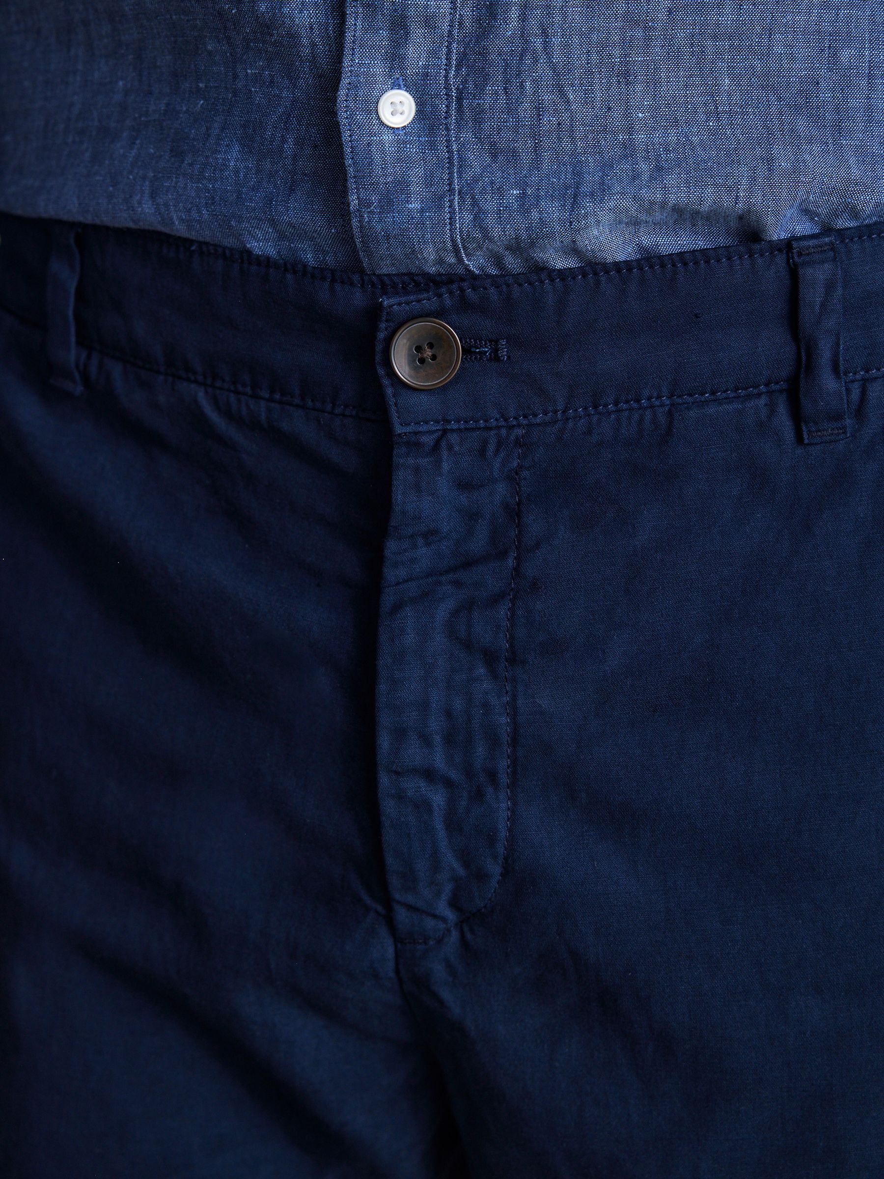 Buy Navy Blue Slim fit Premium Linen Drawstring Trousers from the Next ...