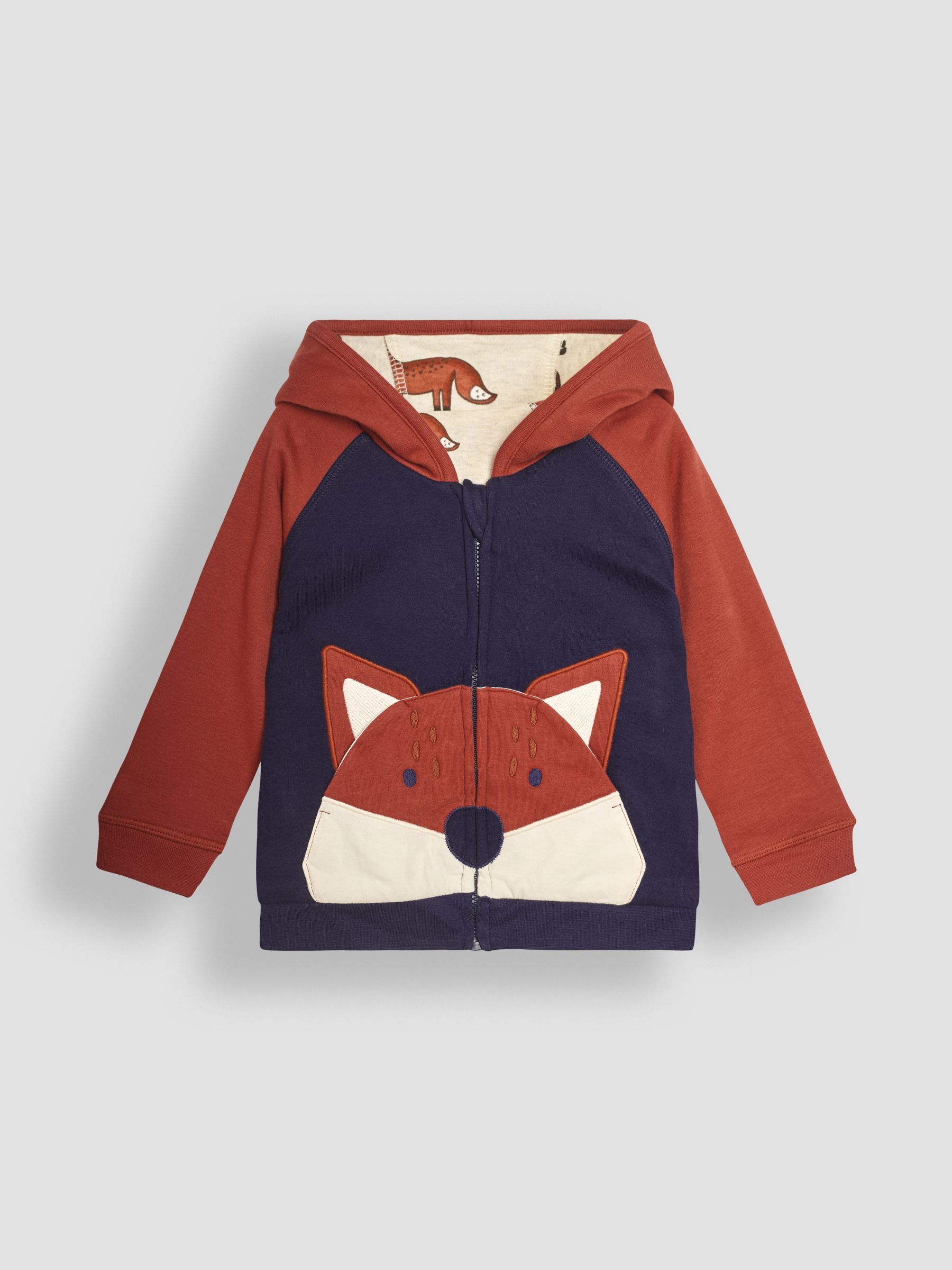 Buy JoJo Maman Bébé Rust Fox Applique Reversible Hoodie from the Next ...