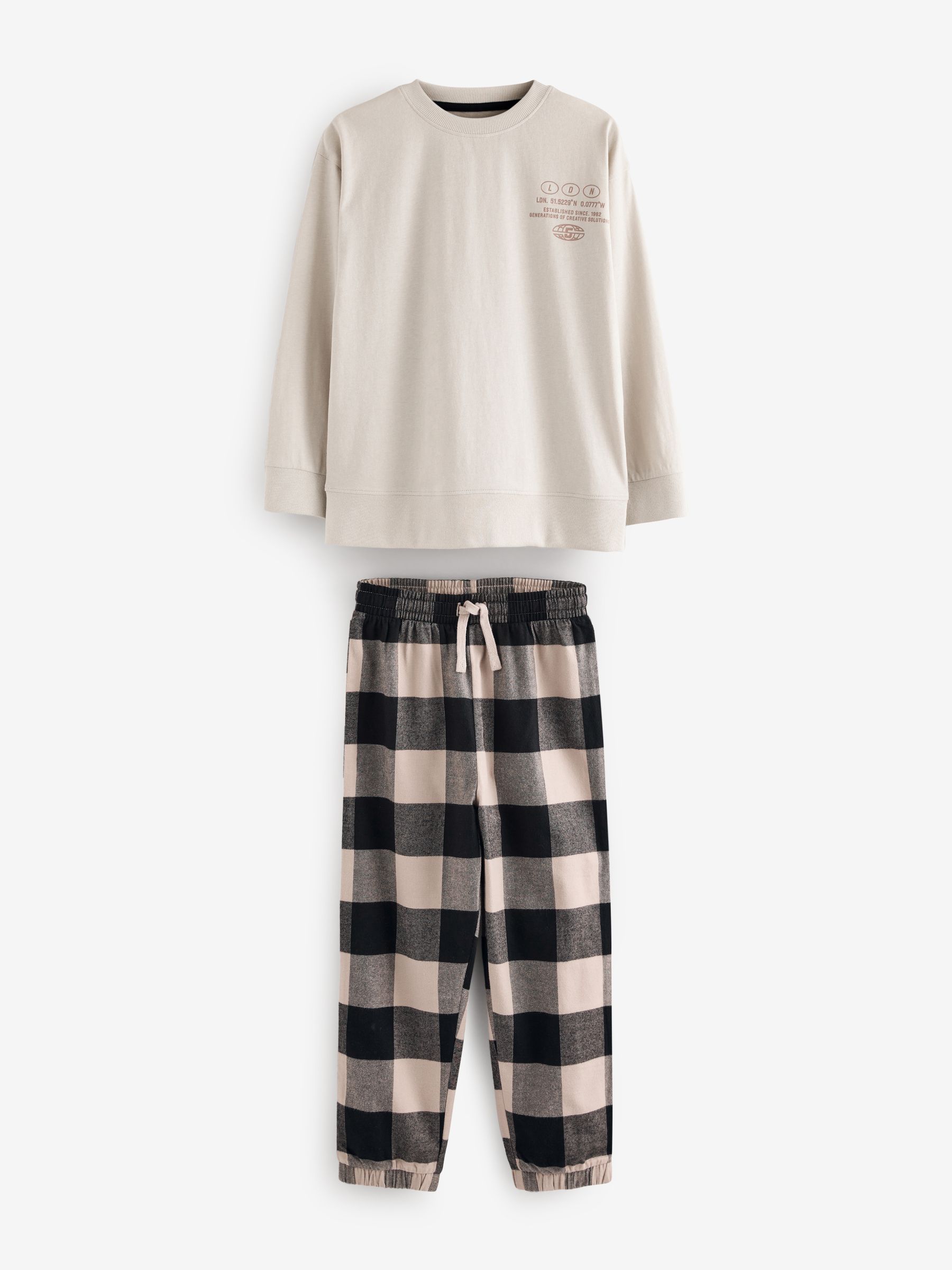 Buy Neutral/Black Woven Check Pyjamas 3 Pack (3-16yrs) from the Next UK ...