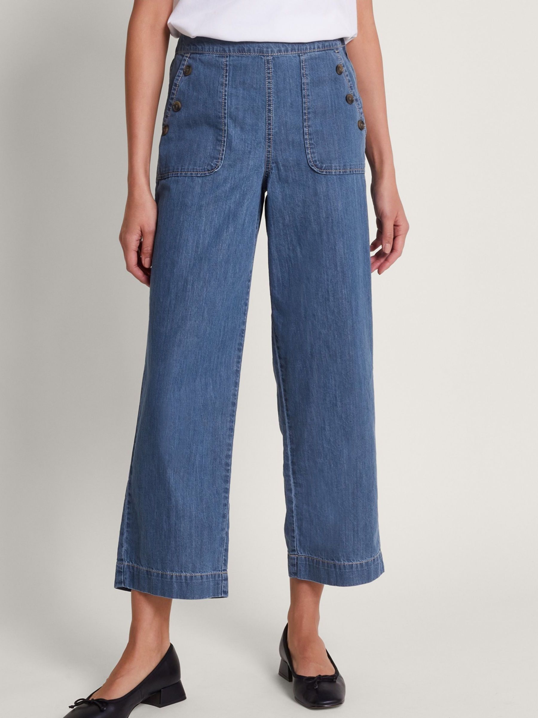 Buy Monsoon Blue Chrome Harper Regular Length Crop 100% Cotton Jeans ...
