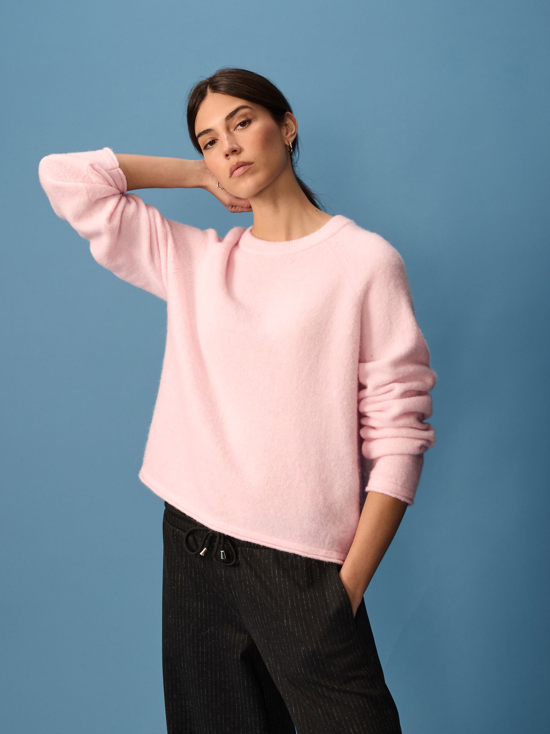 Buy Pink Blush Soft Touch Crew Neck Knitted Jumper with Alpaca from the ...