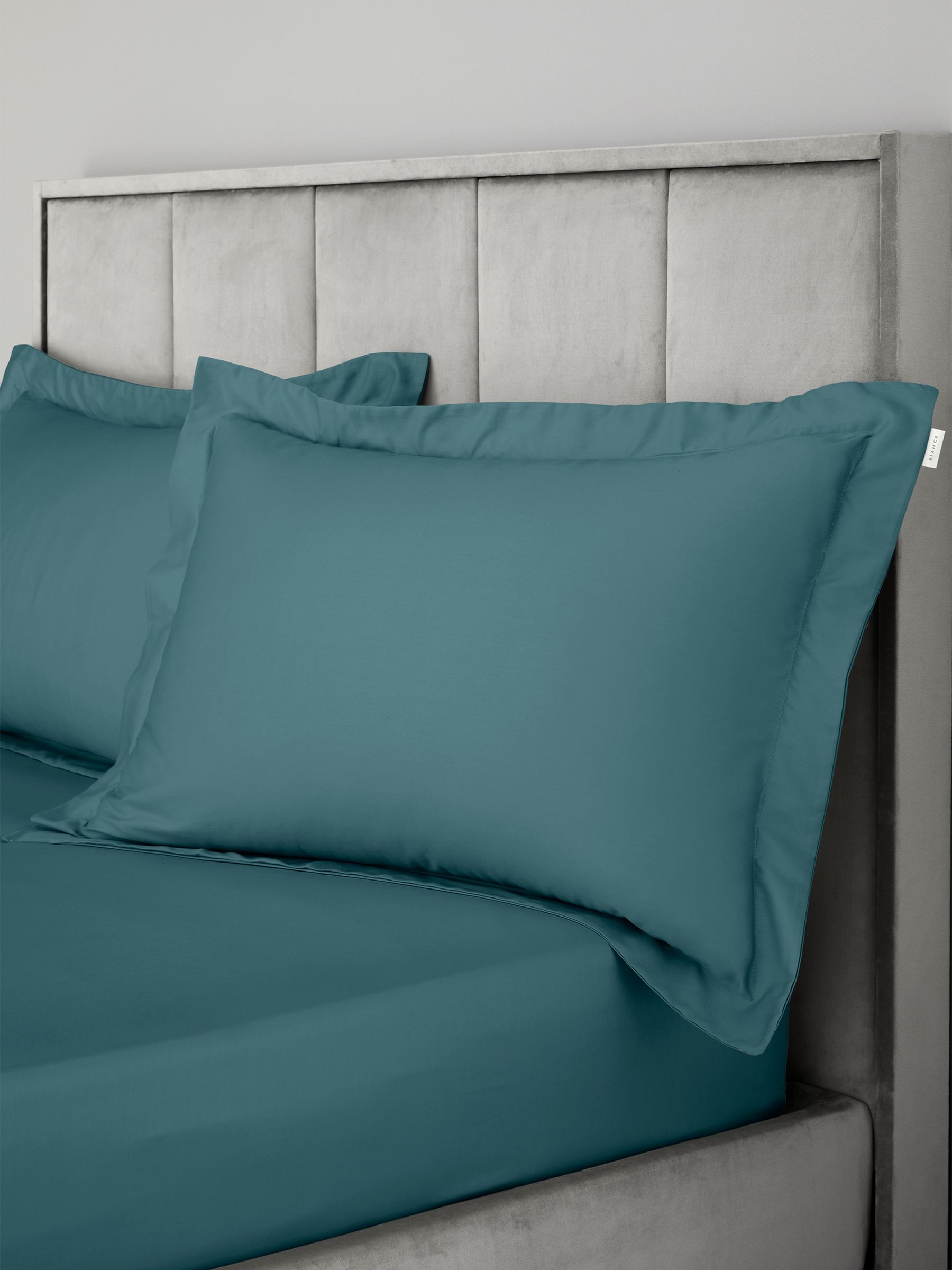 Buy Bianca Set of 2 Teal 400 Thread Count Cotton Sateen Oxford ...