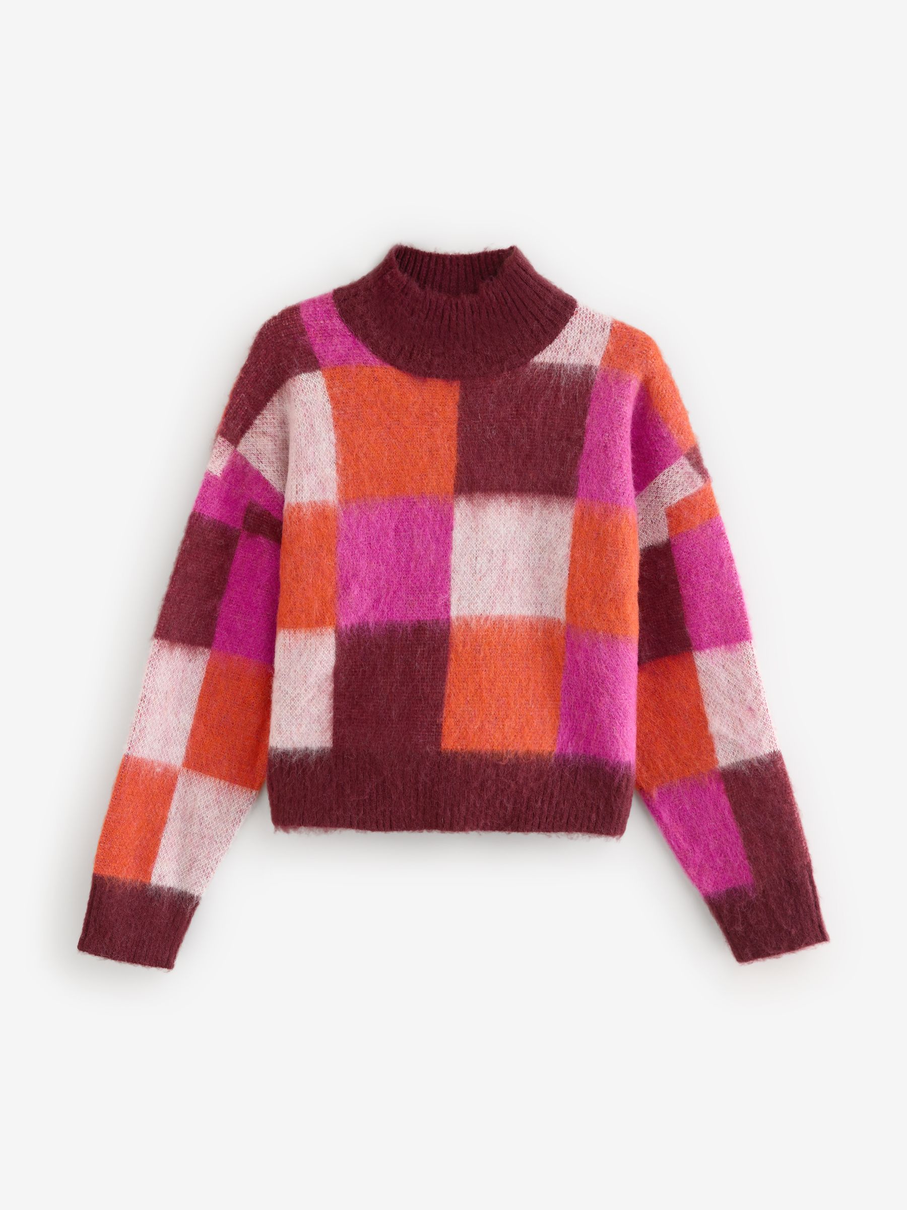 Buy Pink Check Soft Touch Brushed Knit Jumper with Wool from Next Ireland