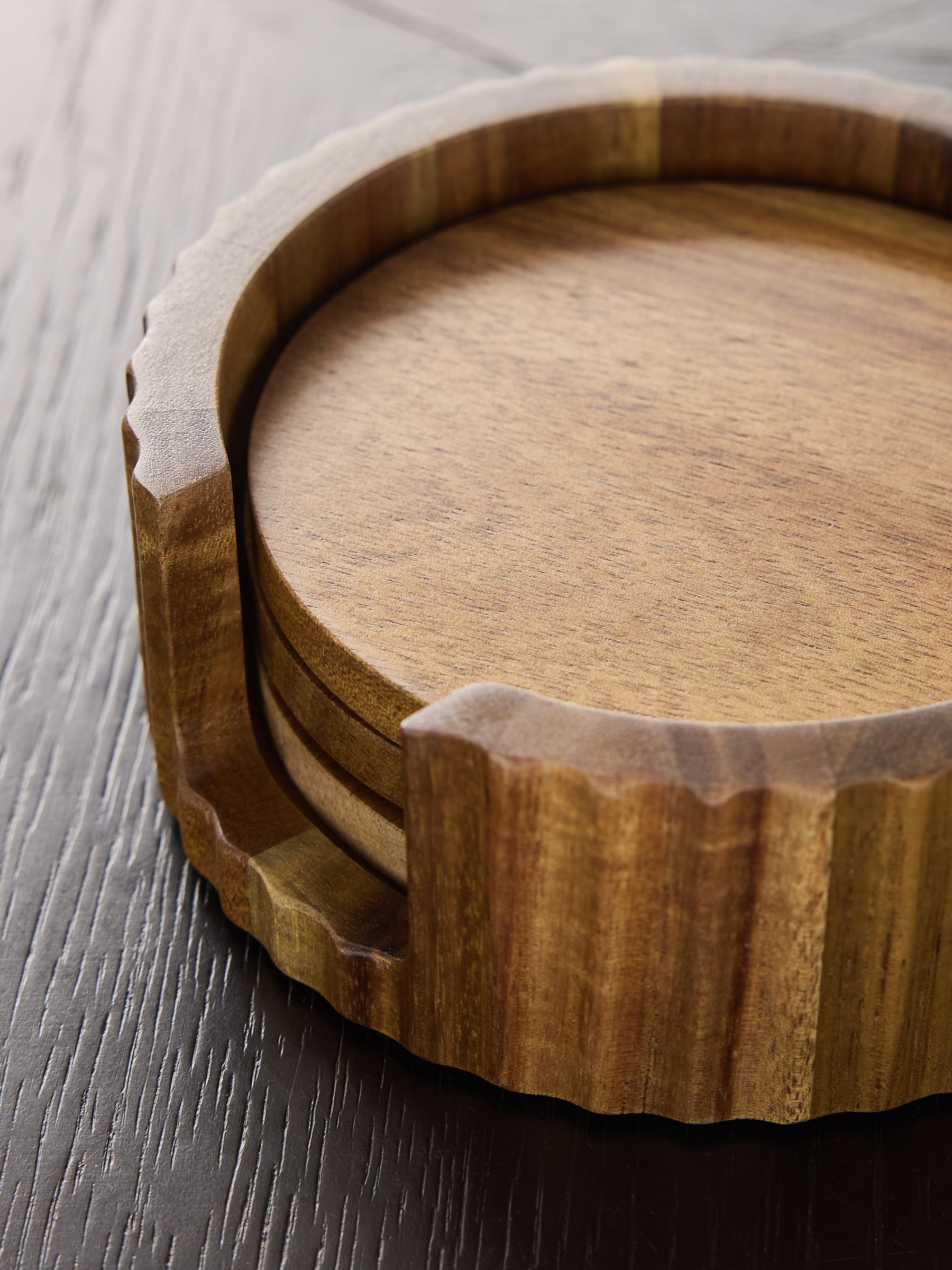 Buy Set of 4 Natural Stamford Wooden Coasters and Holder from the Next ...