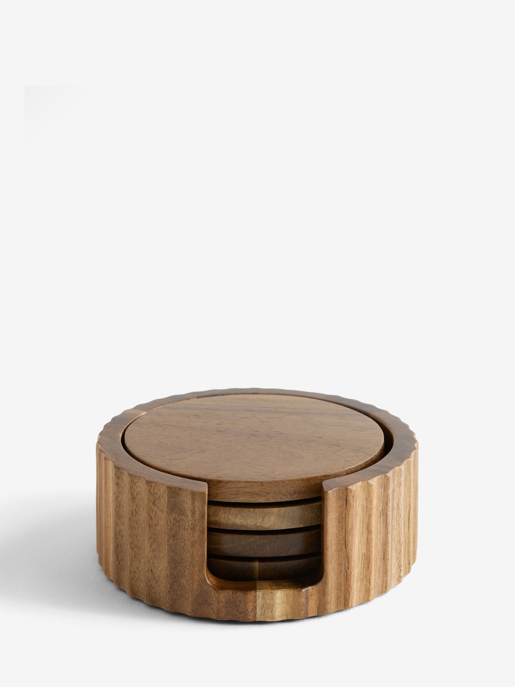 Buy Set of 4 Natural Stamford Wooden Coasters and Holder from the Next ...