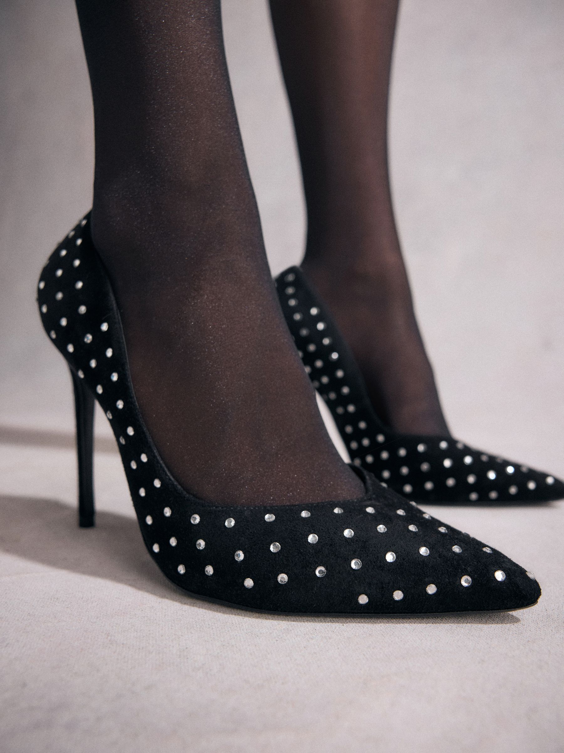 Buy Black Tabitha Simmons Lola Leather Studded Point Heels from the ...